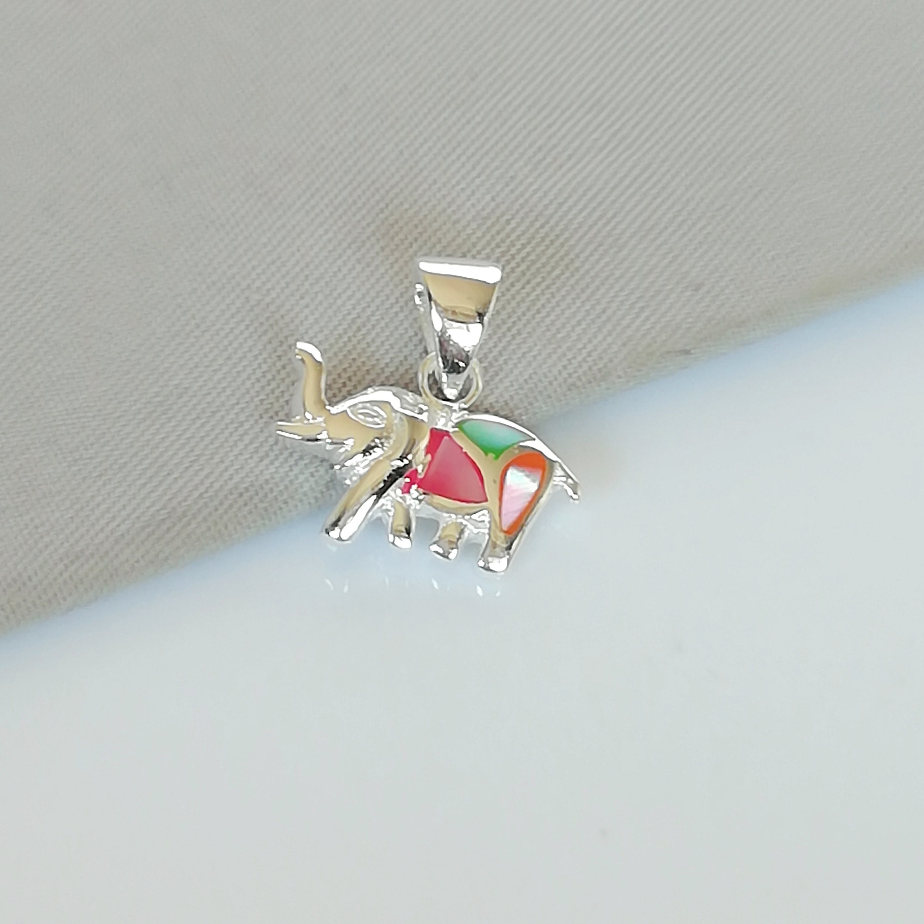 Elephant Pendant - Tiny Elephant Charm - Silver Neck Chain - Boho ...