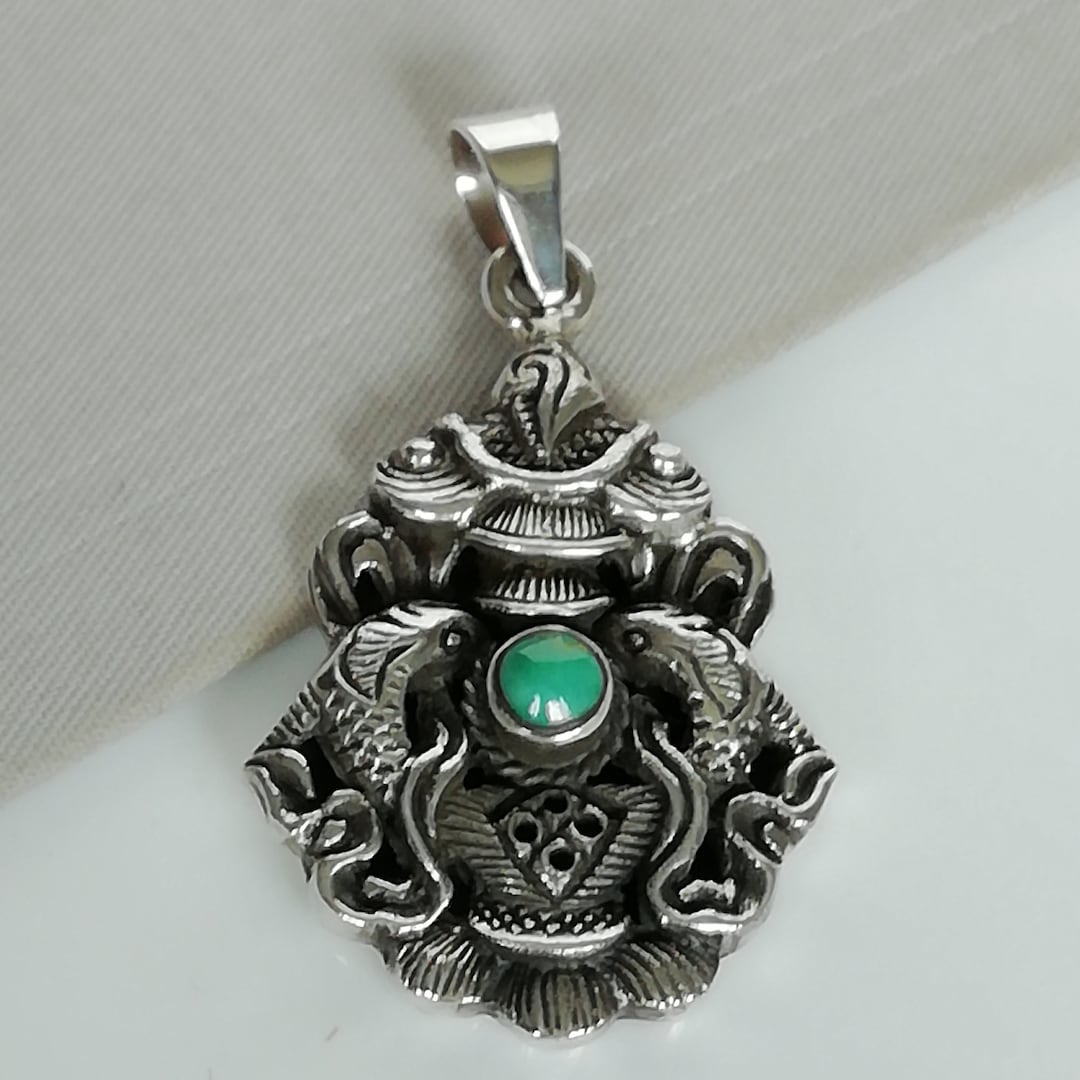 Tibetan Necklace - Vintage 925 Silver - Turquoise Charm - Fish Pendant ...