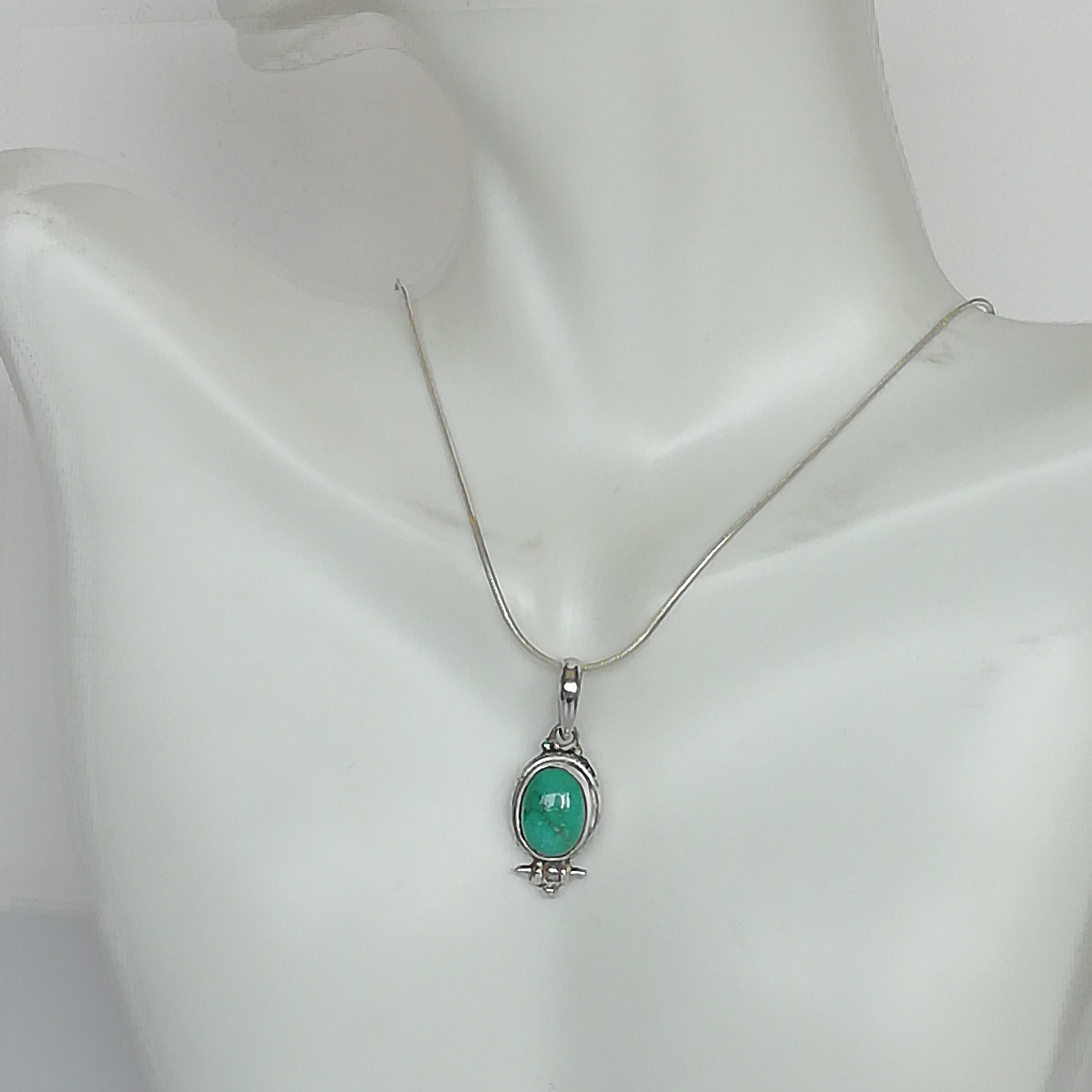 Turquoise Necklace Tibetan Pendant Gift for mom 925 | Etsy