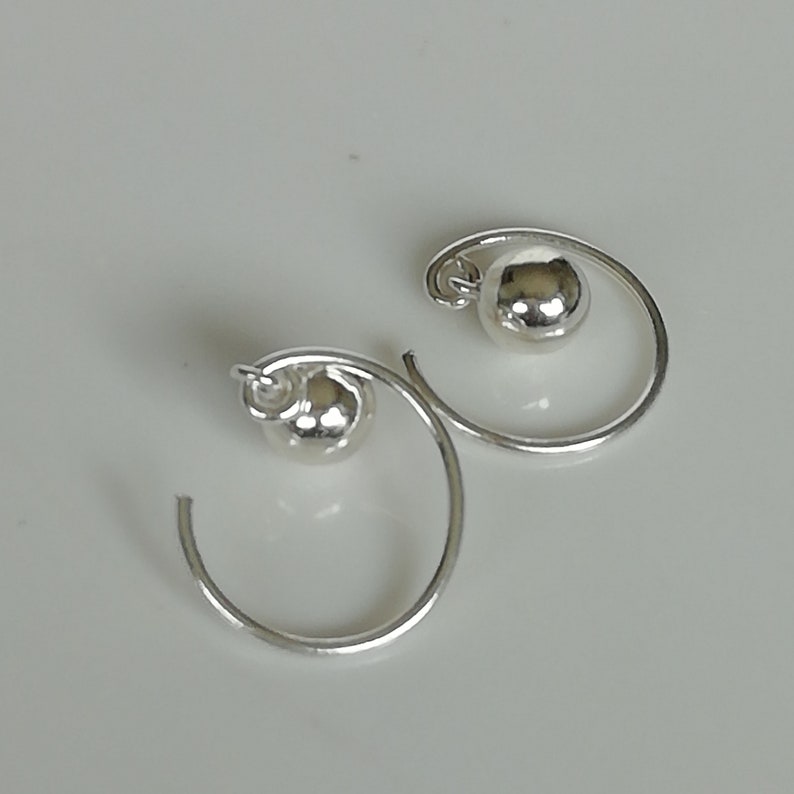 Sterling Silver Ball Hoops Silver Ear Hoops Minimalist Ear | Etsy
