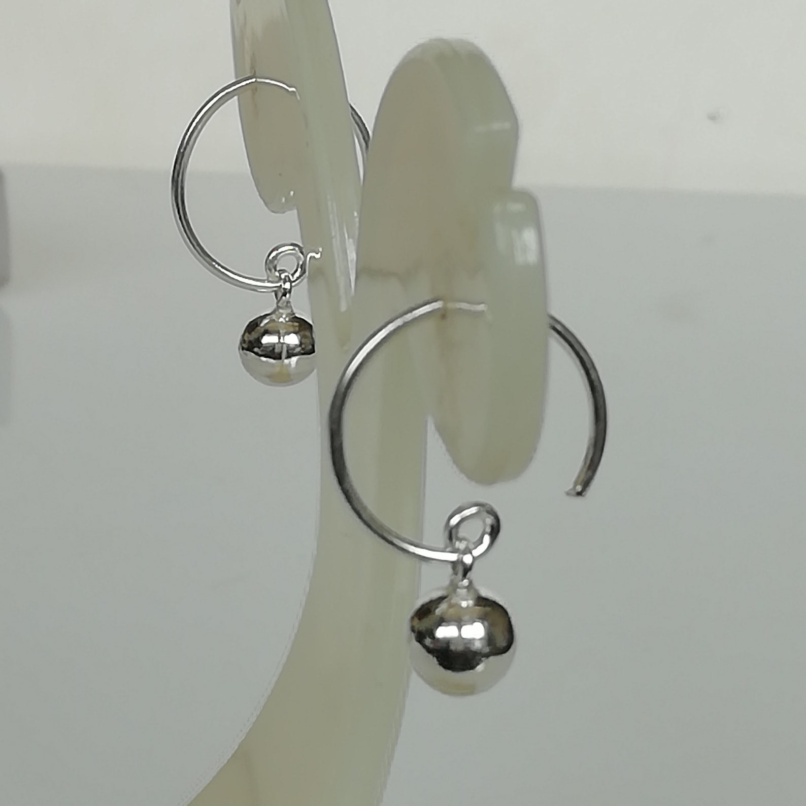 Sterling Silver Ball Hoops Silver Ear Hoops Minimalist Ear | Etsy