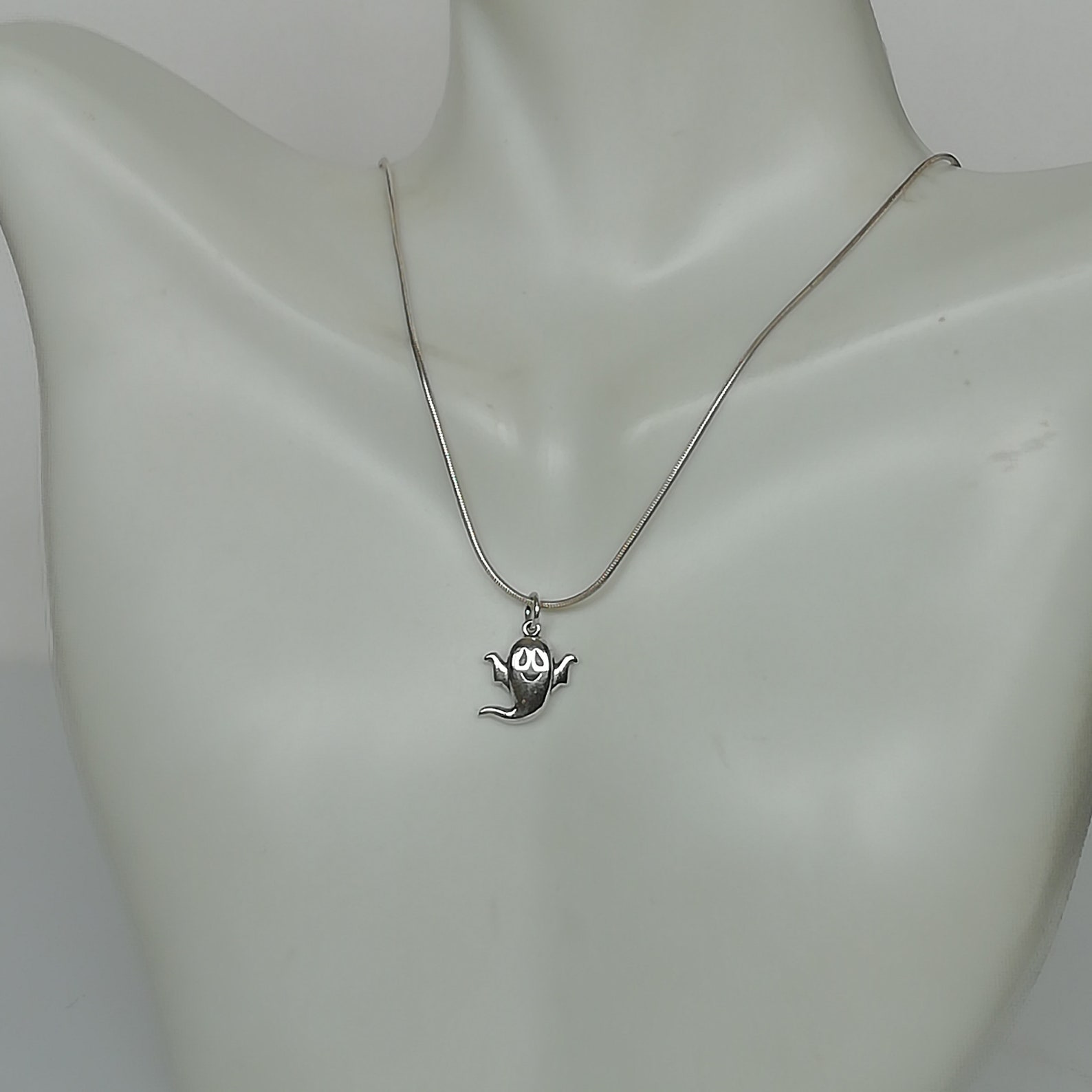 Tiny Silver Ghost Pendant Ghost Necklace Friendly Ghost | Etsy