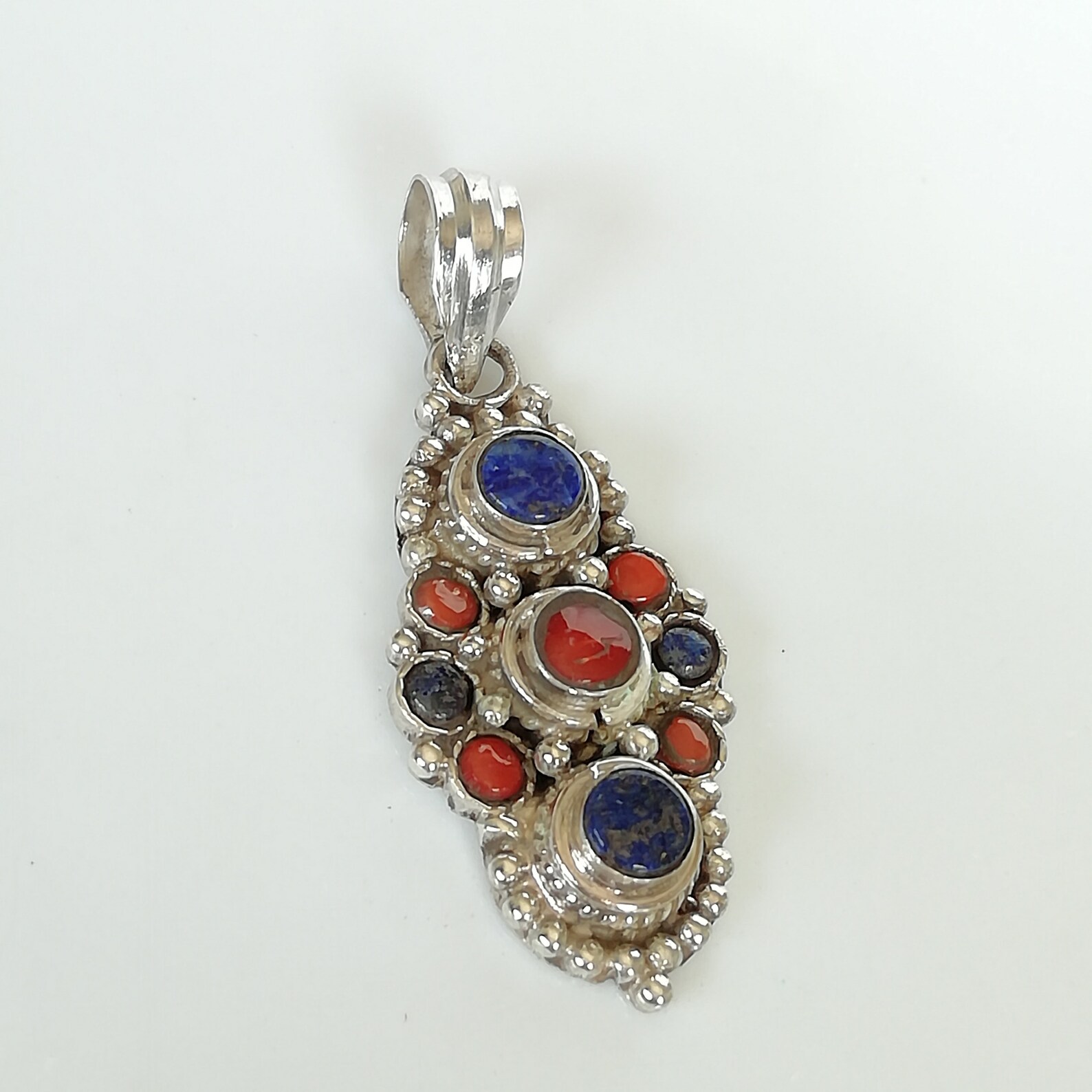 Nepalese Necklace - Coral and Lapis Pendant - Tibetan Necklace - Ethnic ...