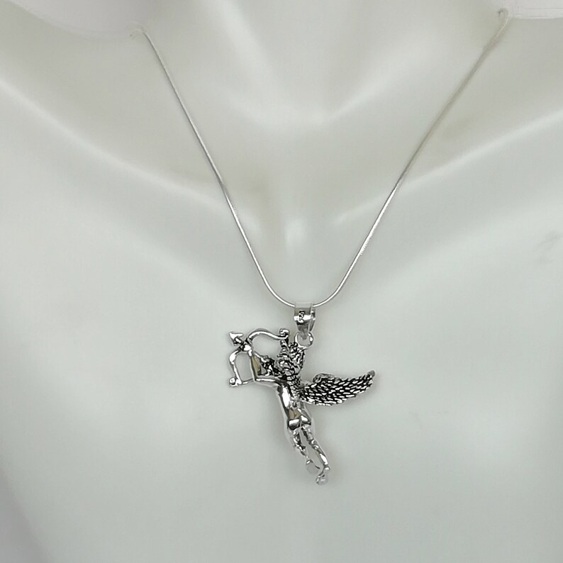 Cupid Charm - Love Necklace - Valentines Pendant - Silver Angel Charm ...