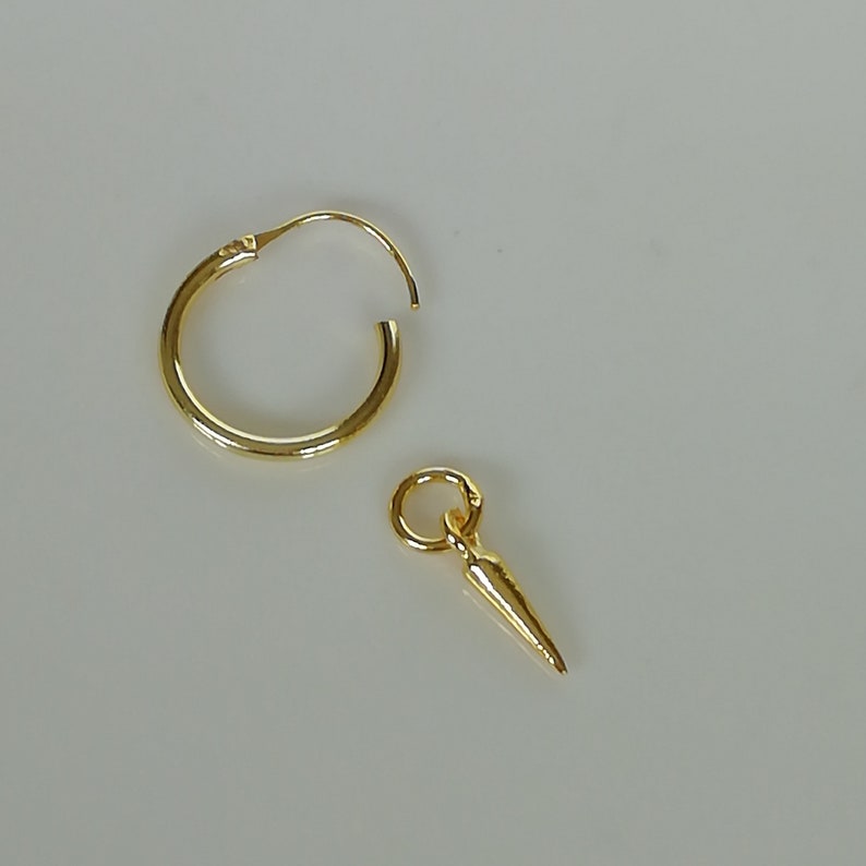Gold Spike Charm Hoops Gold Plated Hoops Minimalist Hoops - Etsy
