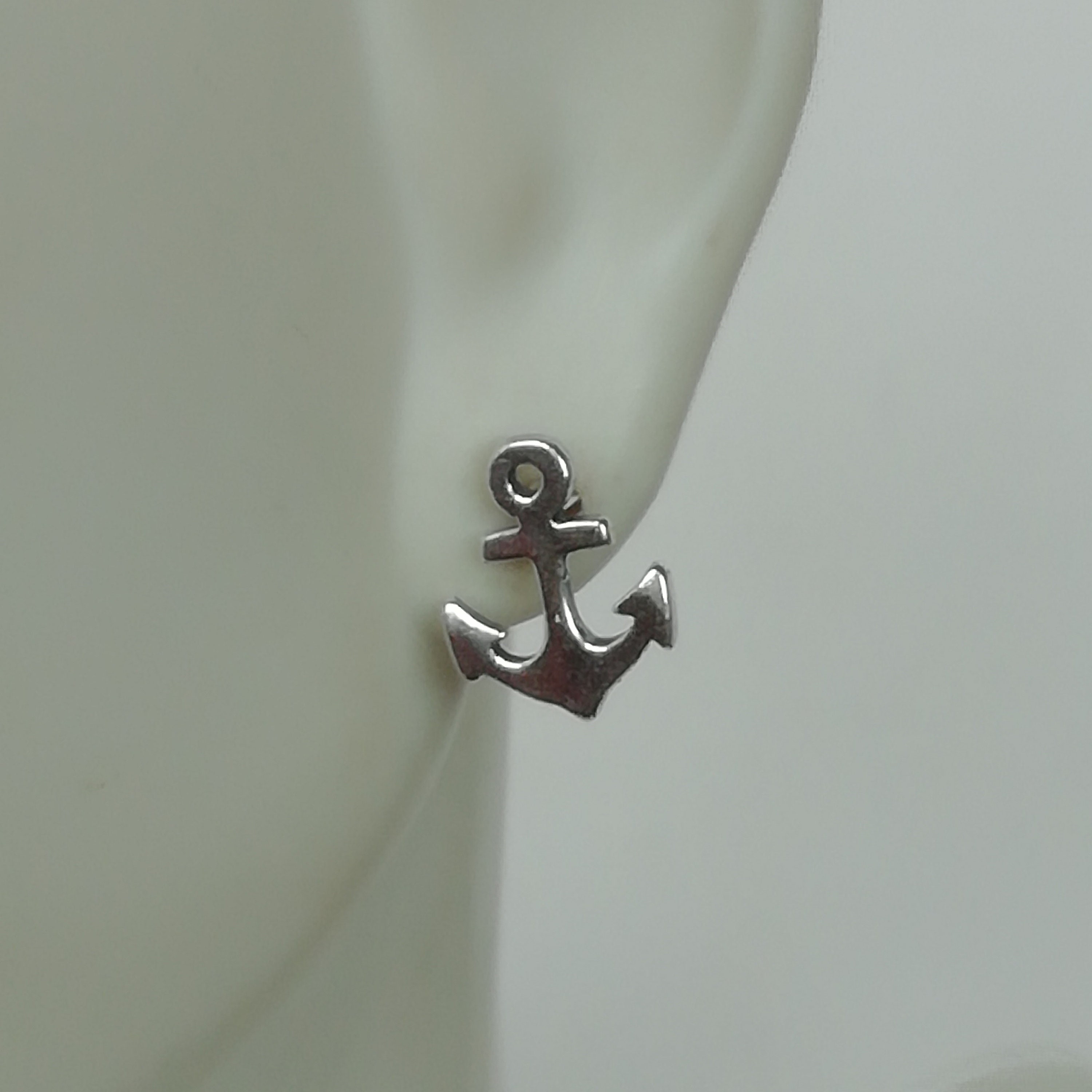 Sterling silver anchor studs Tiny ear studs Minimalist | Etsy