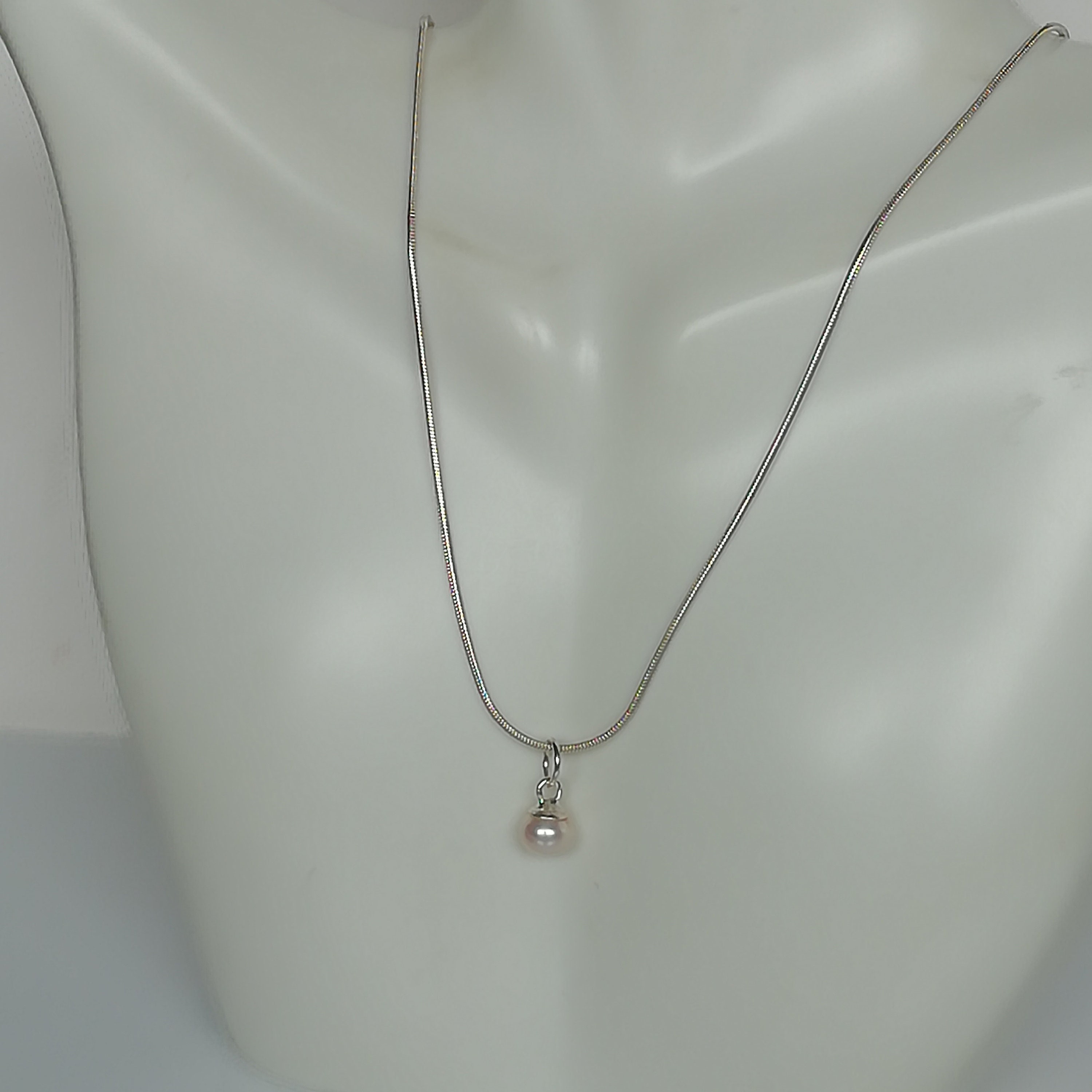 Pearl bead charm Sterling silver pearl pendant Minimalist | Etsy