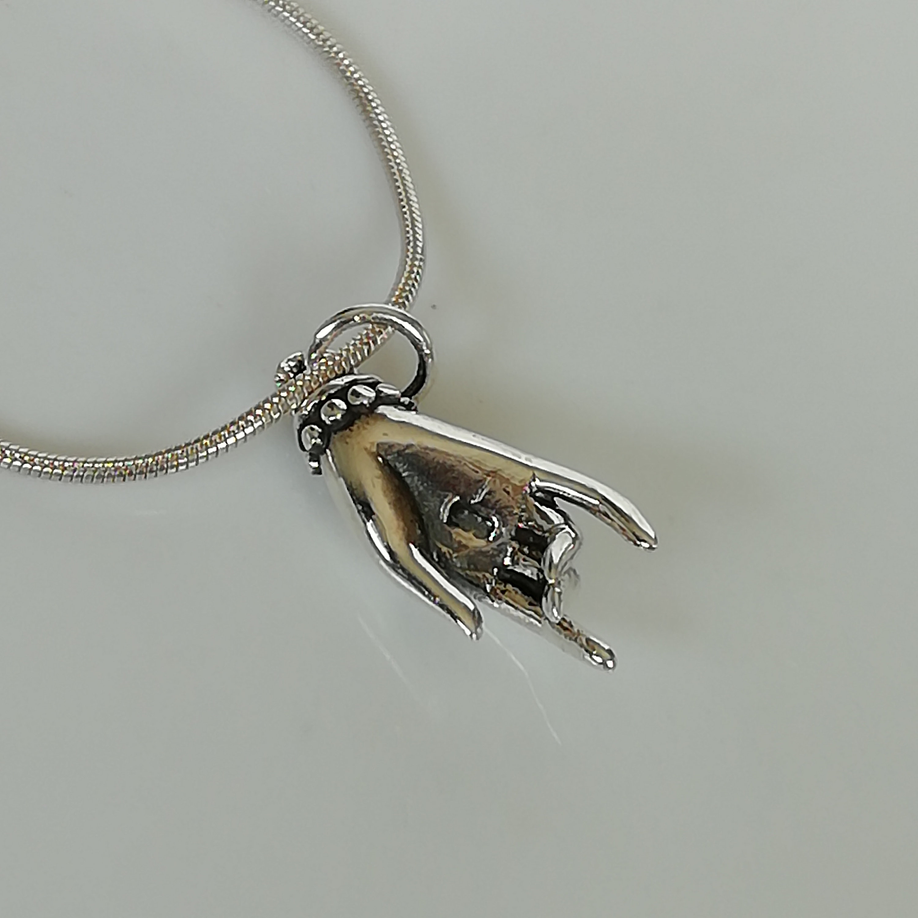 Sterling Silver Buddha Hand Charm - Hand Pendant - Hand Mudra Necklace ...