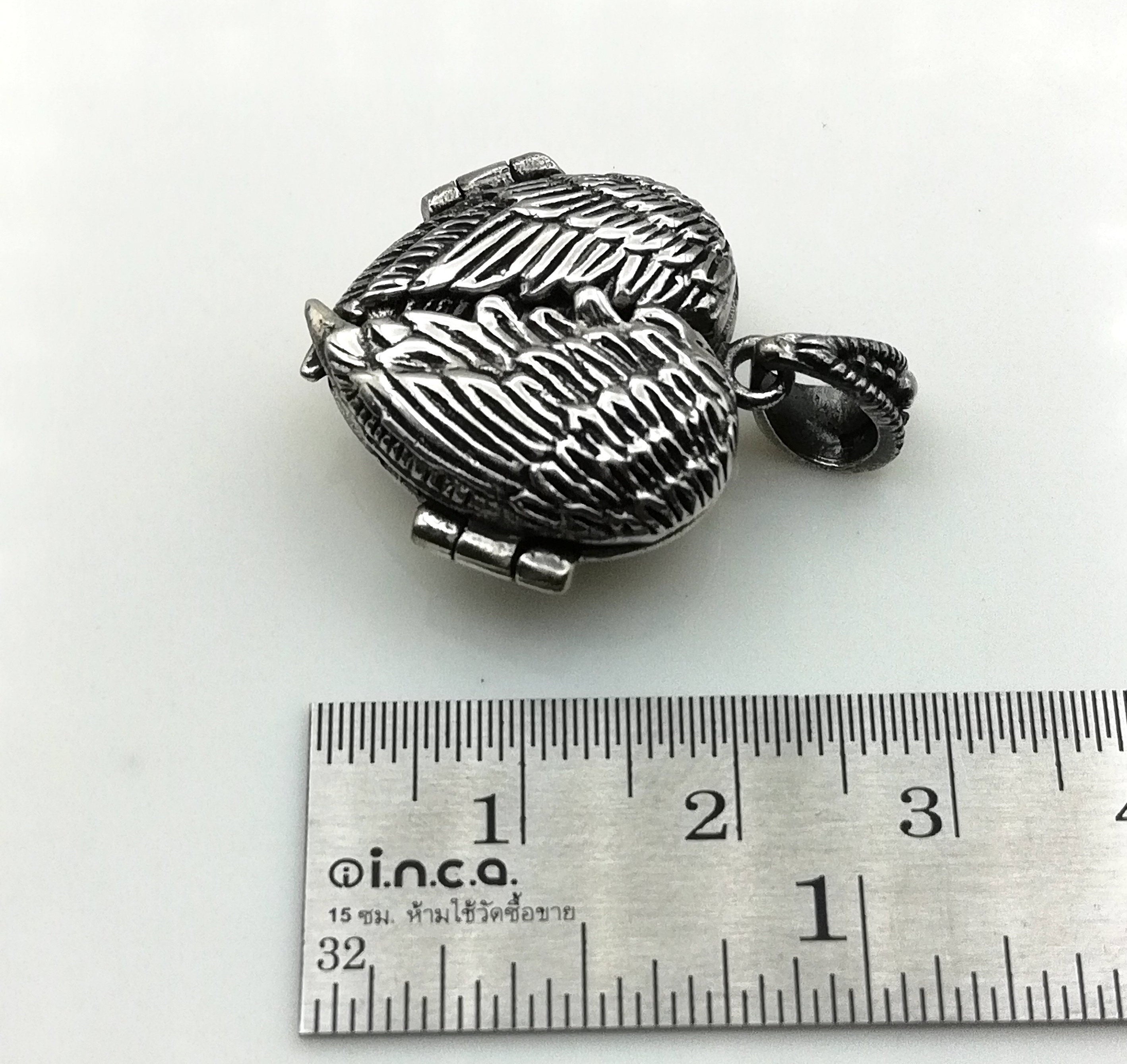 Silver eagle wings locket Sterling silver oxidized charm | Etsy