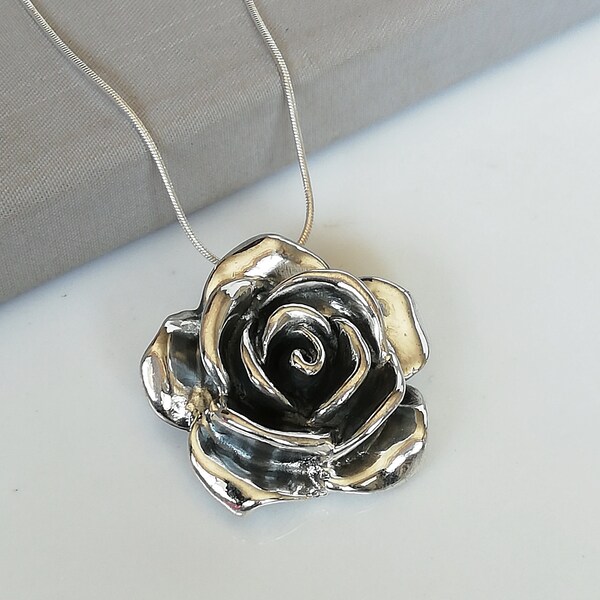 Sterling Silver Rose Charm - Etsy