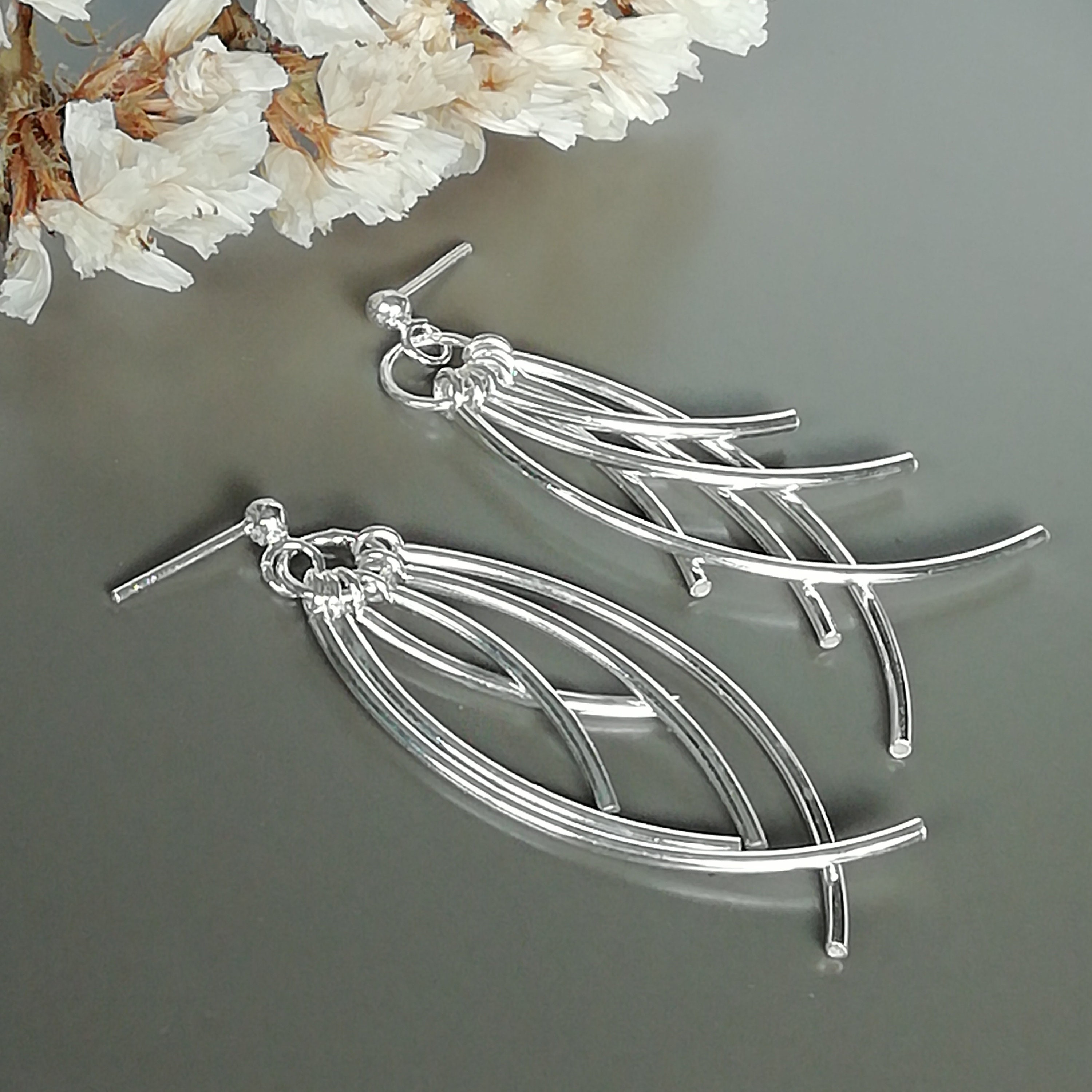 Sterling Silver Long Ear Danglers - Bohemian Earrings - Statement Ear ...
