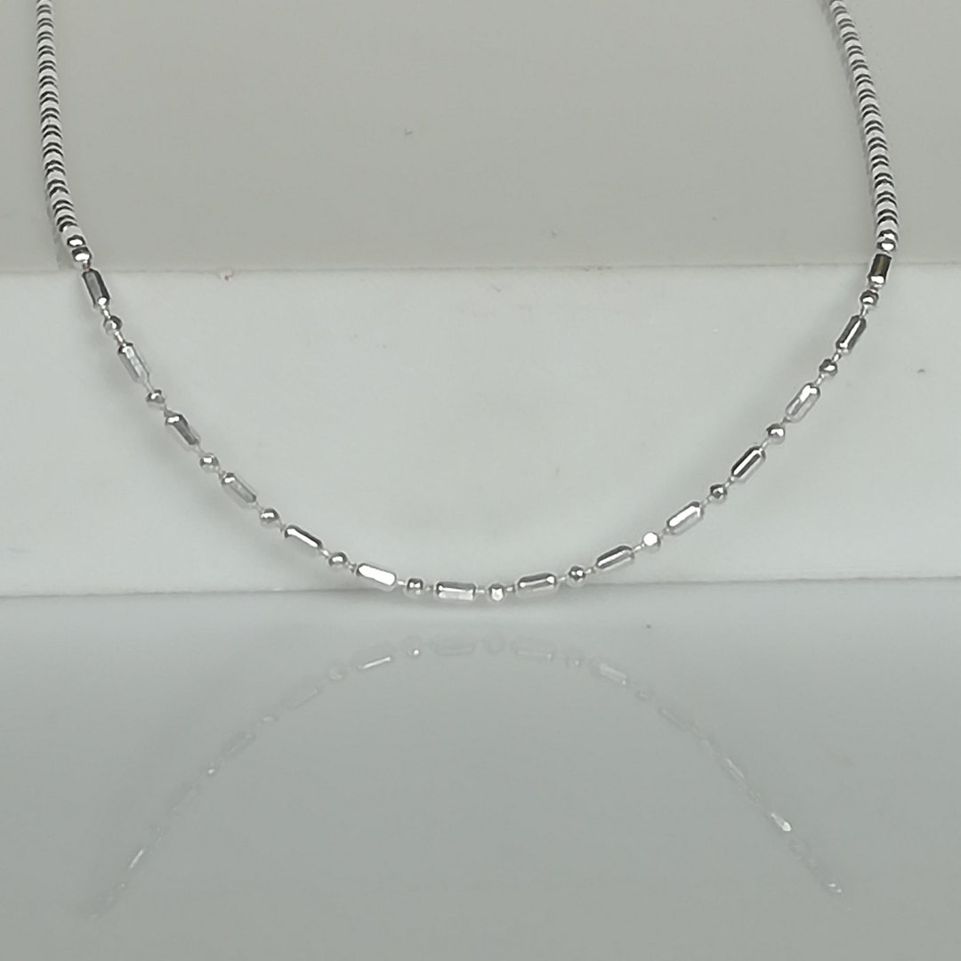 Sterling Silver Chain - Simple Silver Chain - Long and Round Beads ...