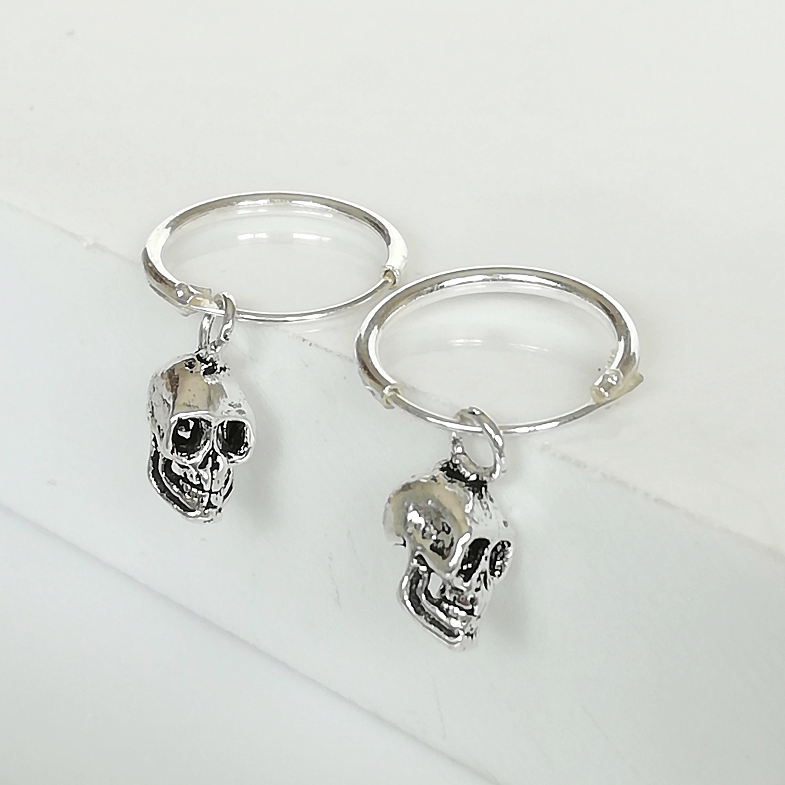 Skull Charm Hoops - Silver Skull Hoops - Minimalist Hoops - 12mm ...