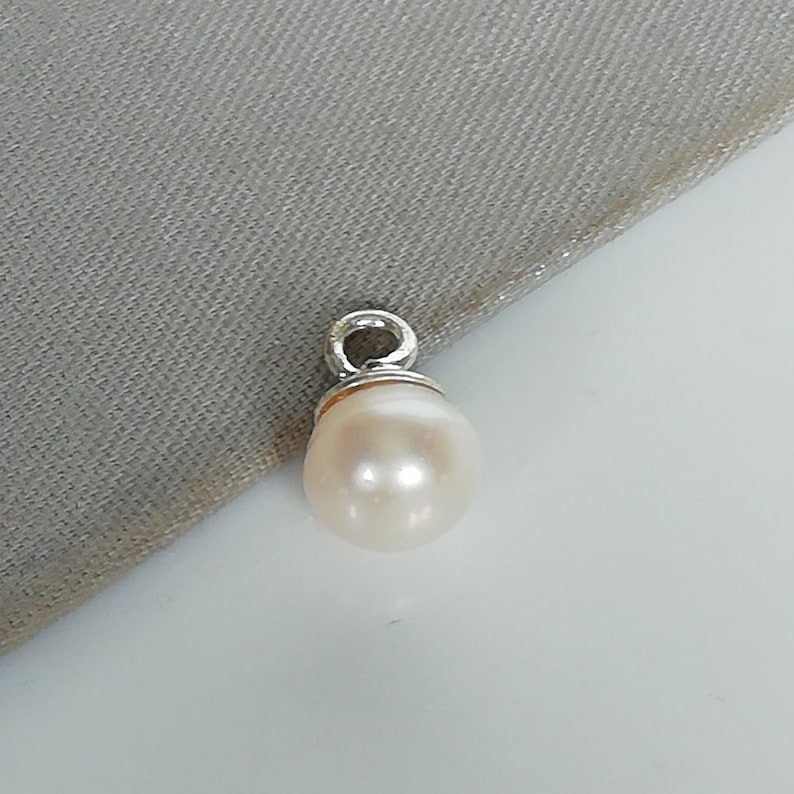 Pearl Bead Charm Sterling Silver Pearl Pendant Minimalist - Etsy