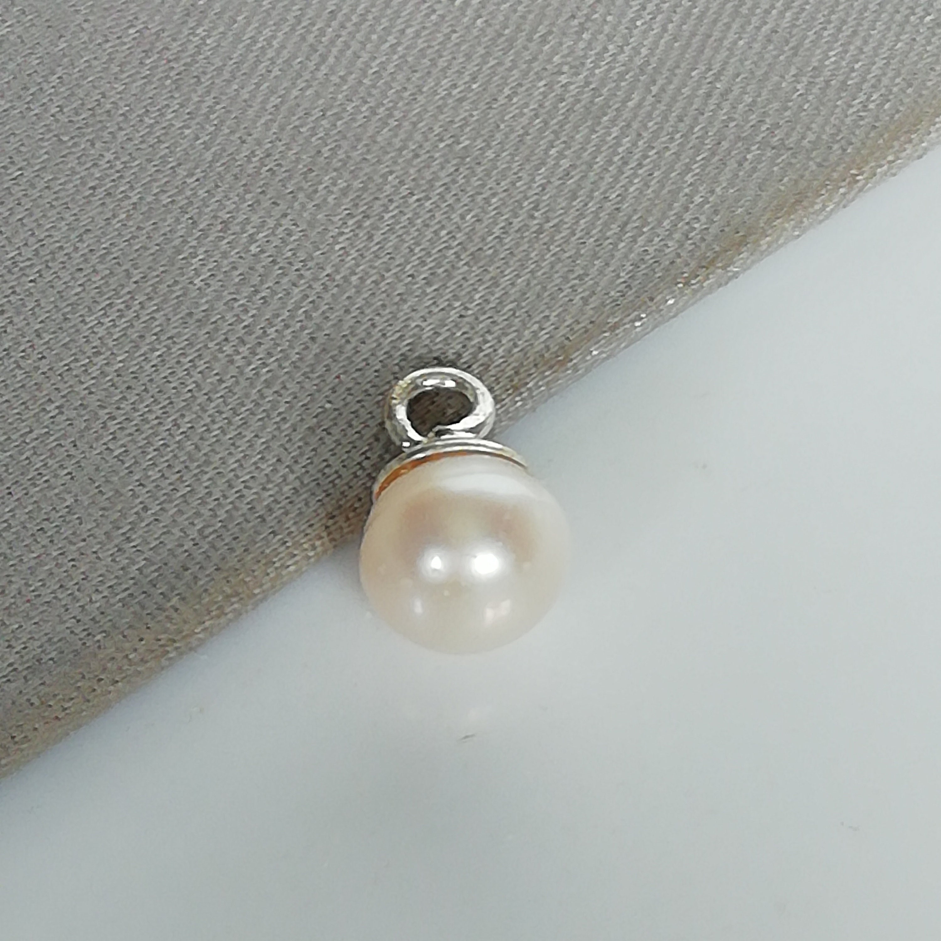Pearl bead charm Sterling silver pearl pendant Minimalist | Etsy