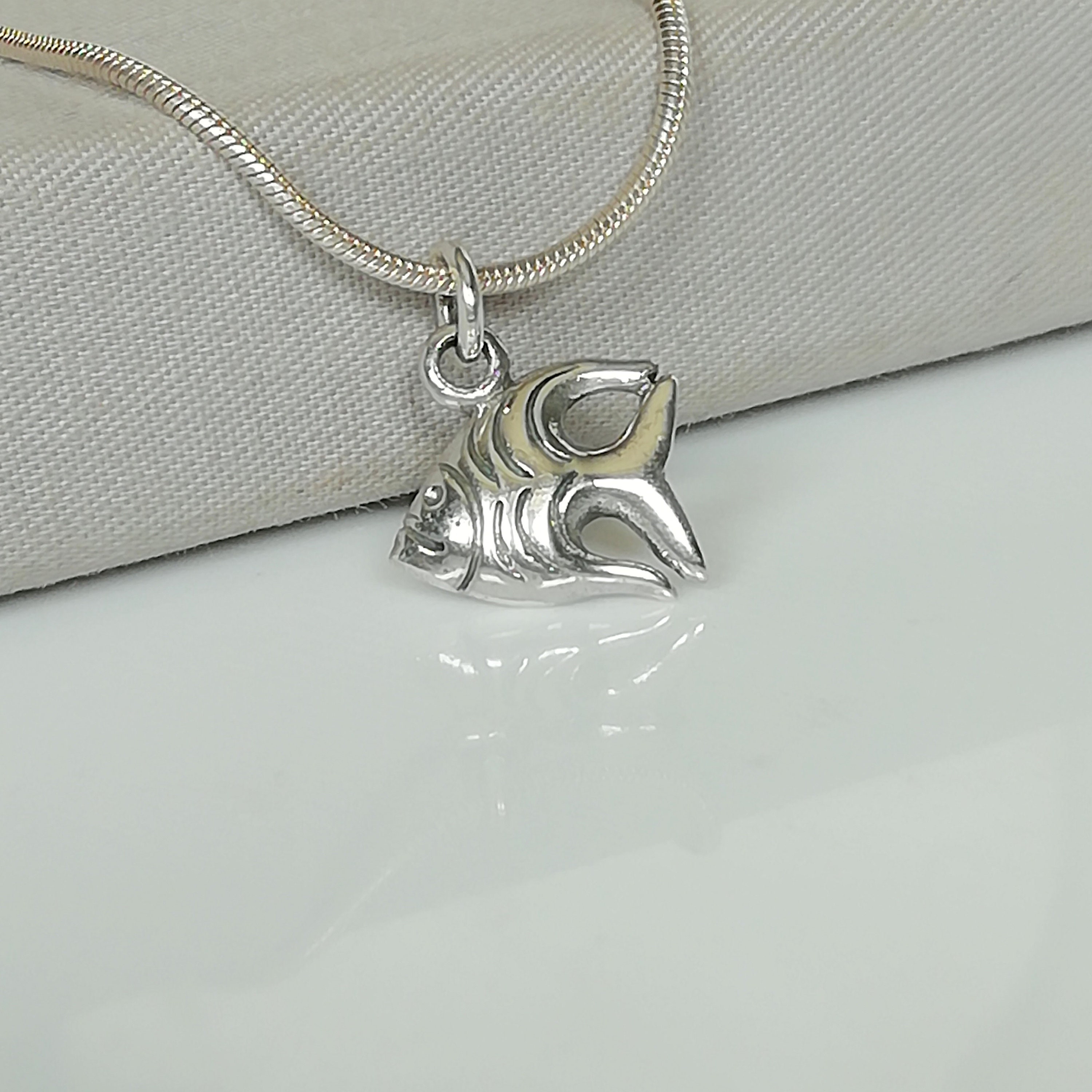 Fish charm Tiny fish necklace Sterling silver pendant | Etsy