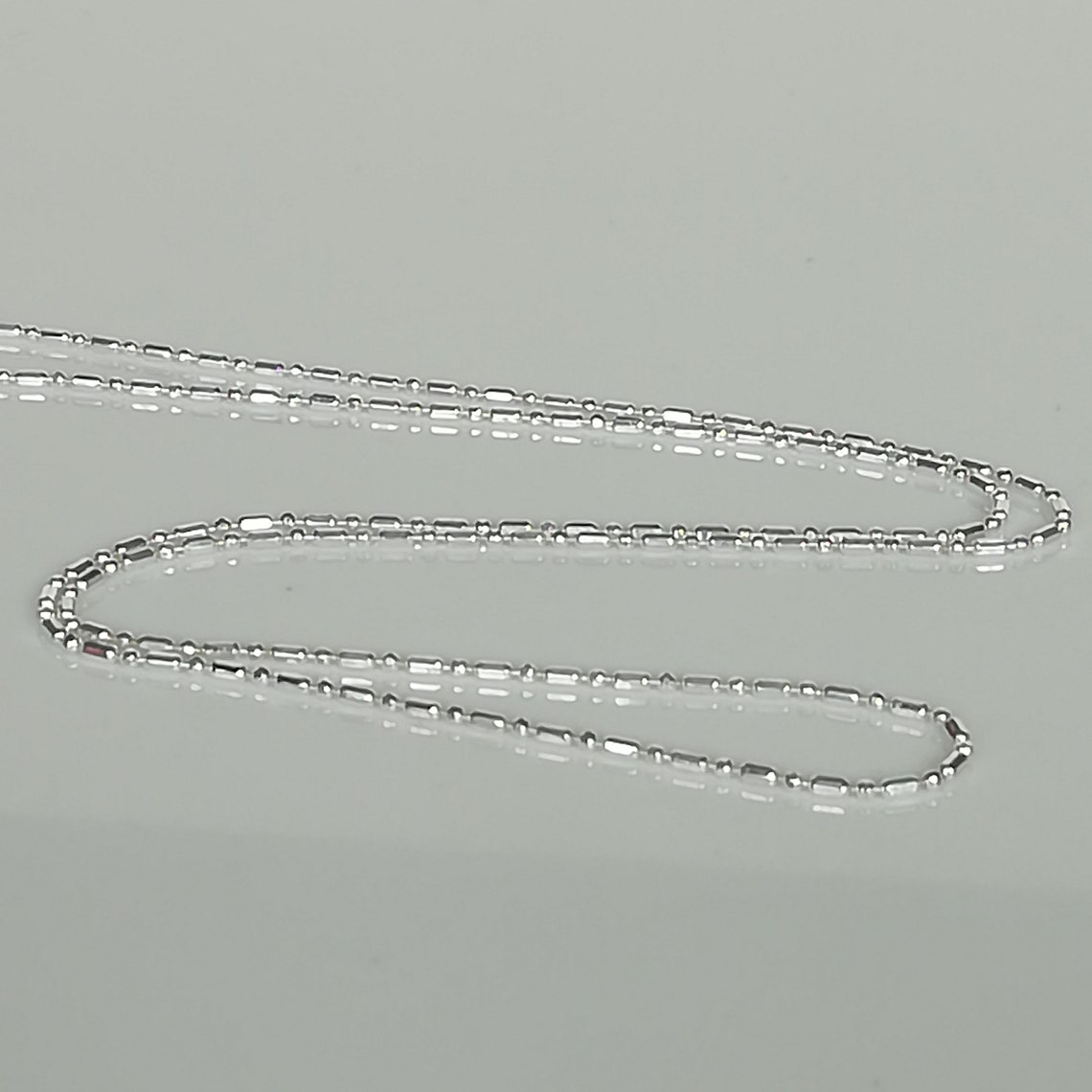 Sterling Silver Chain - Simple Silver Chain - Long and Round Beads ...