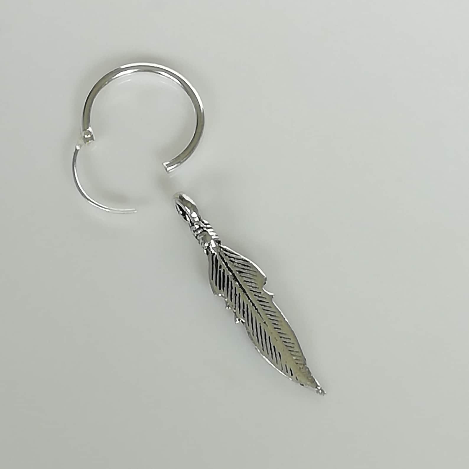 Feather Charm Hoops - Bohemian Ear Hoops - Casual Earrings - 12mm Hoops ...