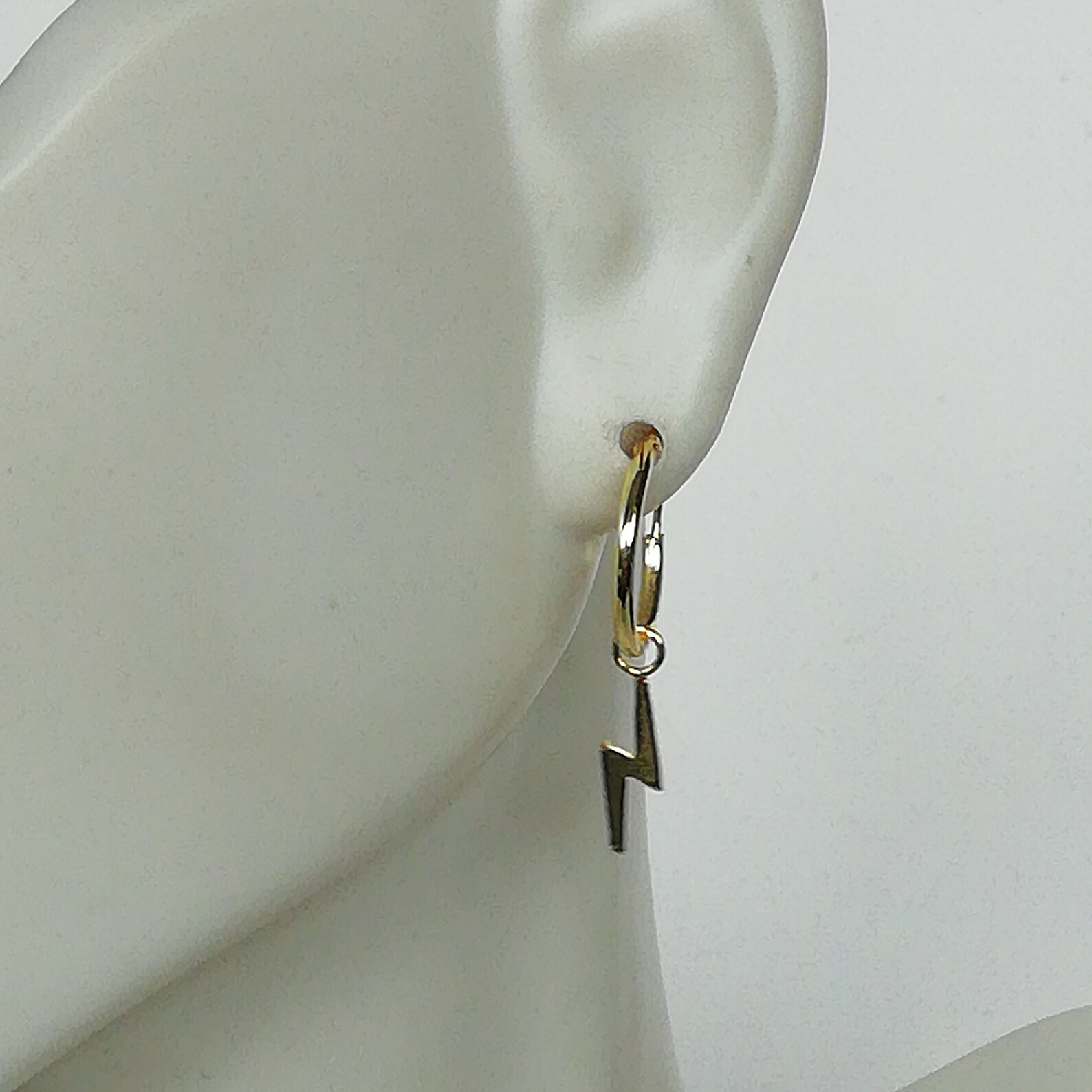 Gold Lightning Bolt Charm Hoops Minimalist Hoops 12mm Hoops Cartilage ...