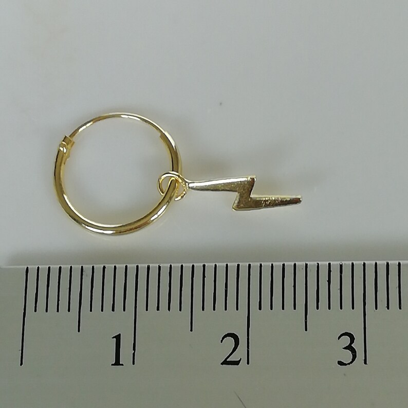 Gold Lightning Bolt Charm Hoops Minimalist Hoops 12mm - Etsy