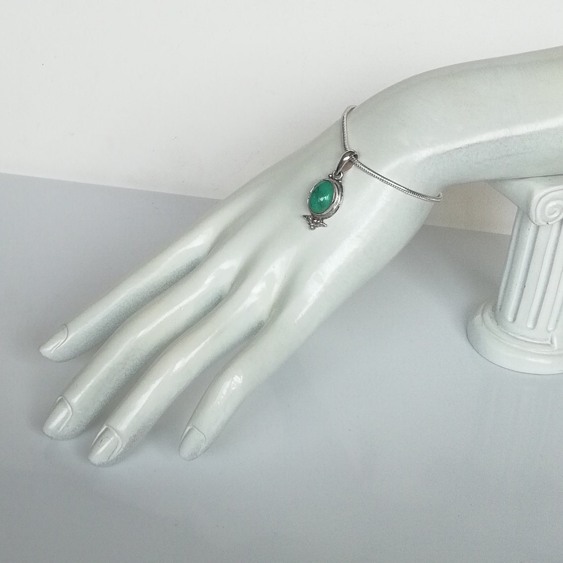 Turquoise Necklace - Tibetan Pendant - Gift for Mom - 925 Silver ...
