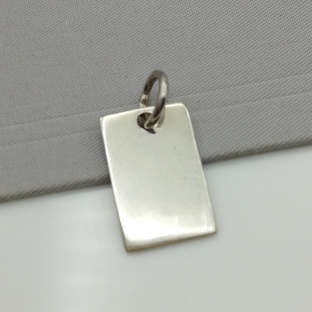 Sterling Silver Rectangle Disc Pendant Plain Shiny Pendant - Etsy