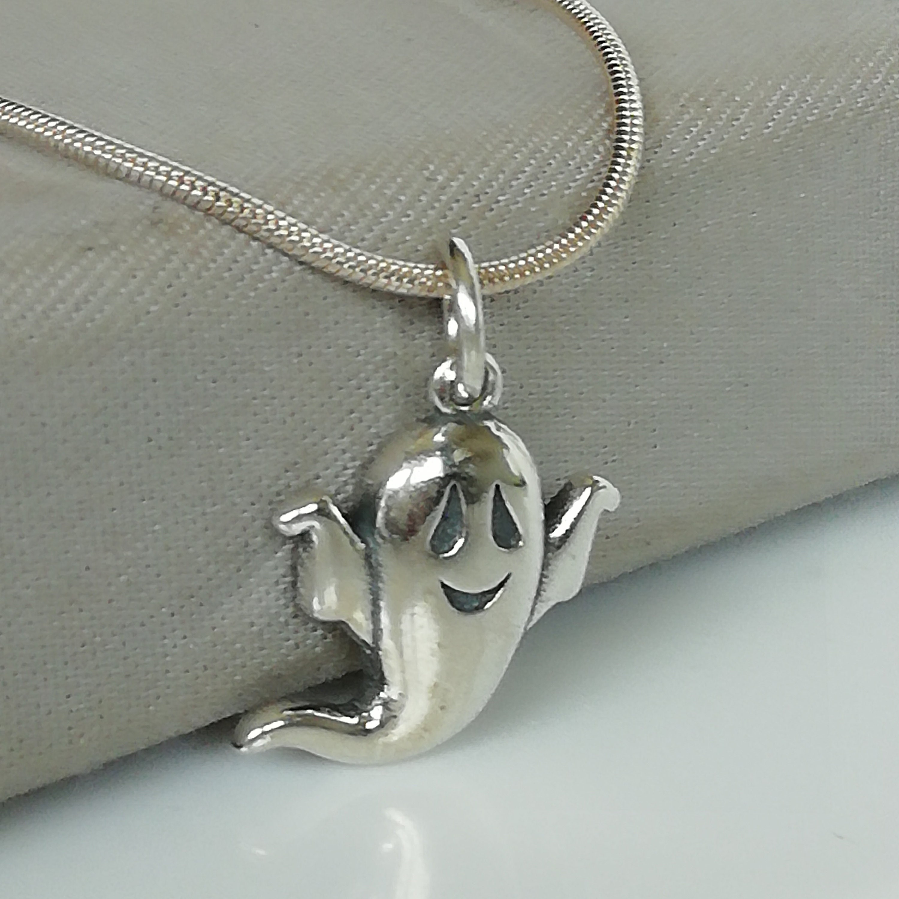 Tiny Silver Ghost Pendant Ghost Necklace Friendly Ghost | Etsy