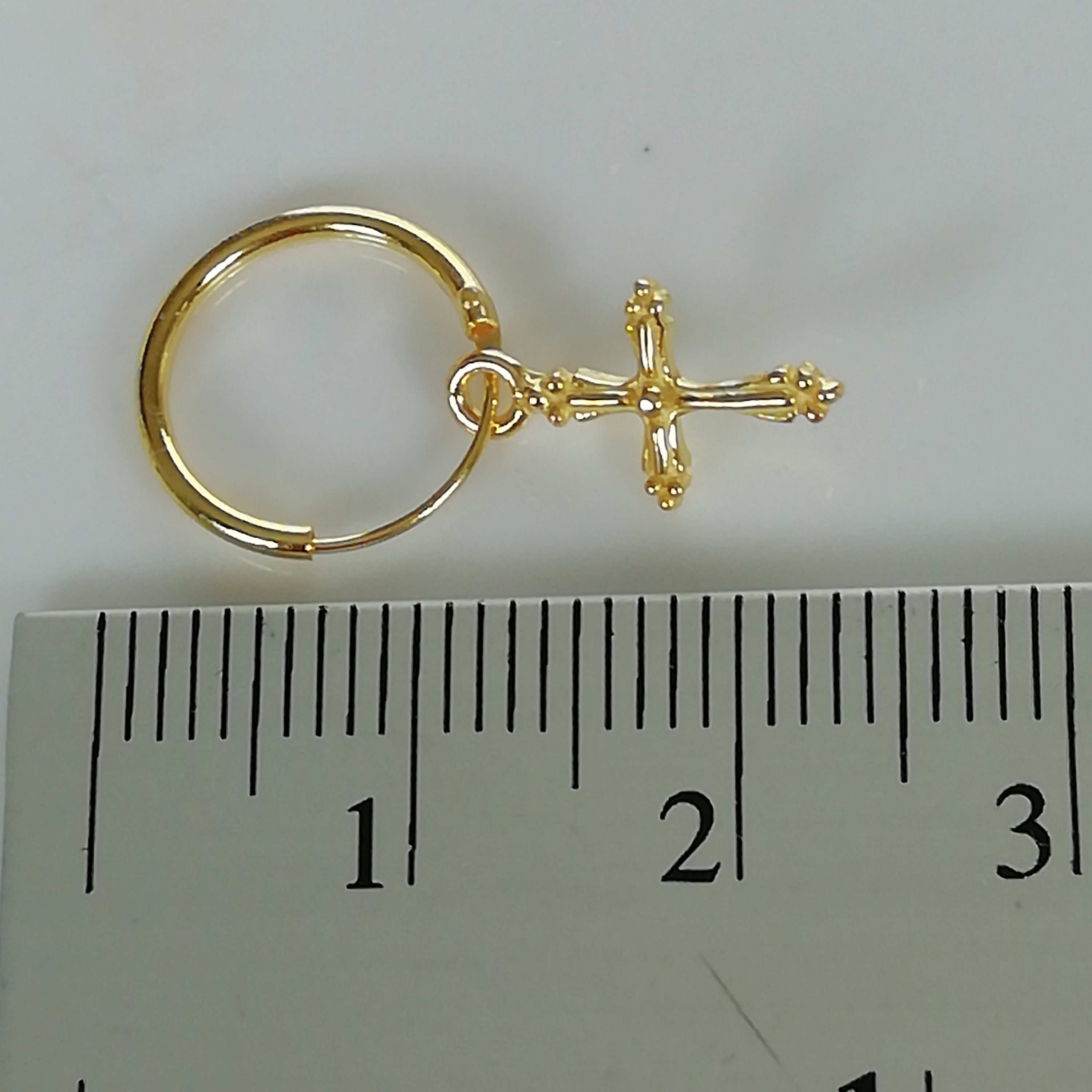 Gold Cross Charm Hoops Minimalist Hoops 12mm Hoops | Etsy