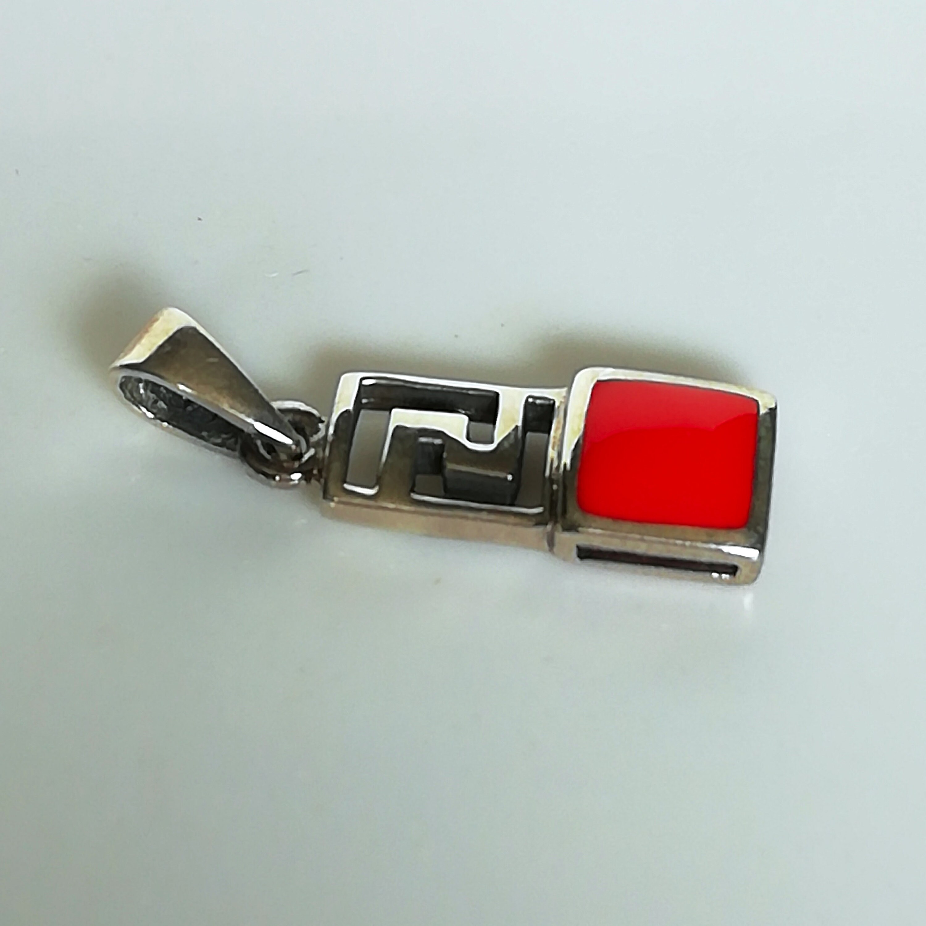 Sterling Silver Red Stone Charm Square Stone pendant | Etsy