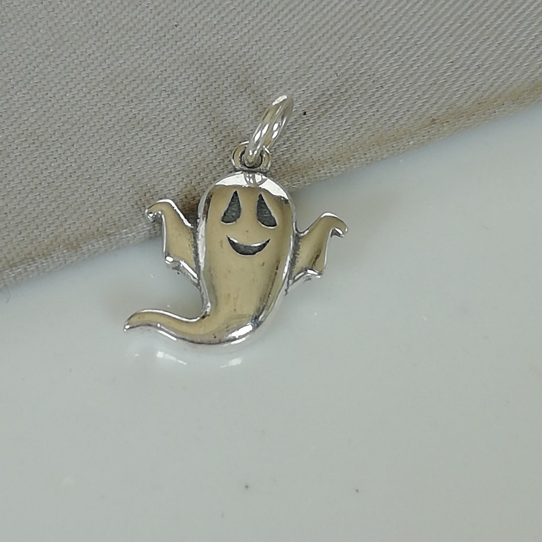 Tiny Silver Ghost Pendant - Ghost Necklace - Friendly Ghost Charm ...
