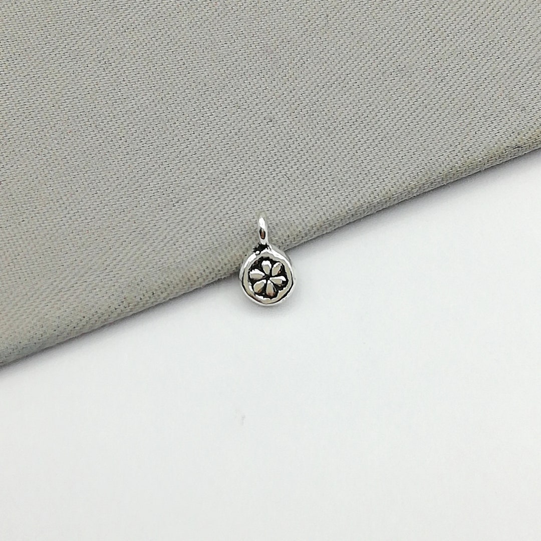 Flower Neck Charm, Sterling Silver Charm for Neck, Boho Silver Neck ...