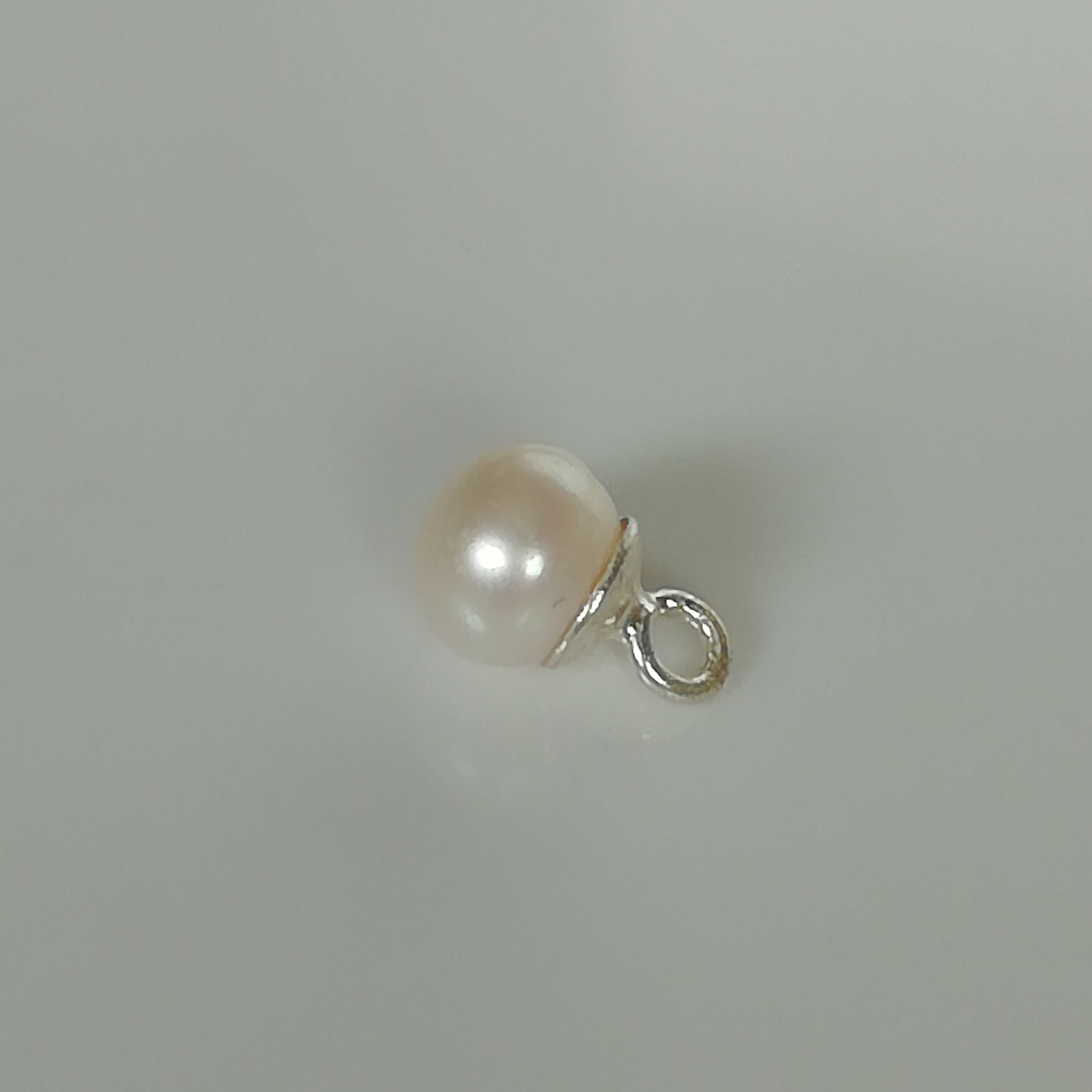 Pearl bead charm Sterling silver pearl pendant Minimalist | Etsy