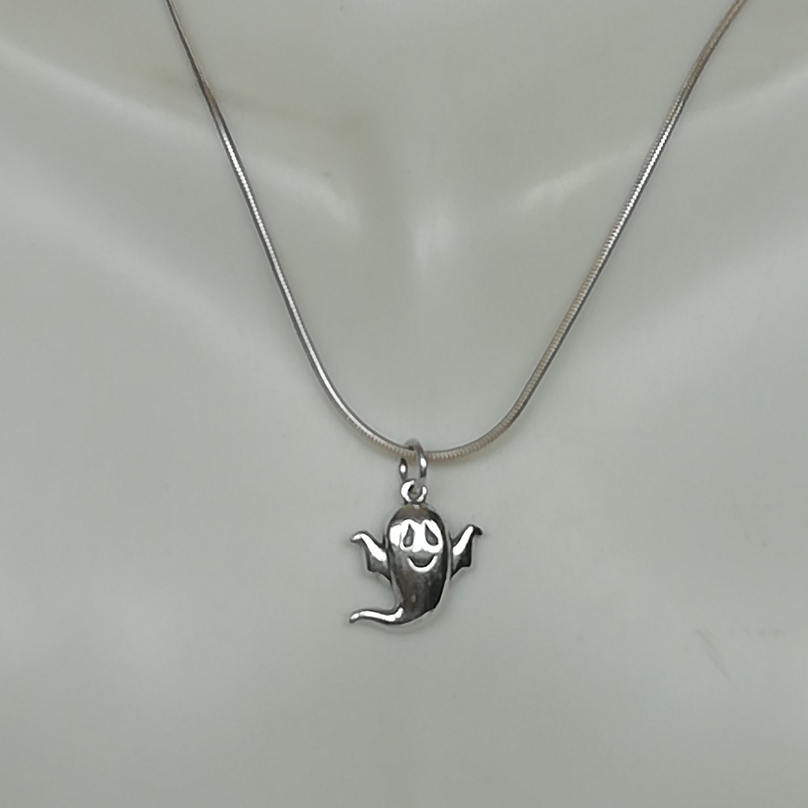 Tiny Silver Ghost Pendant Ghost Necklace Friendly Ghost | Etsy