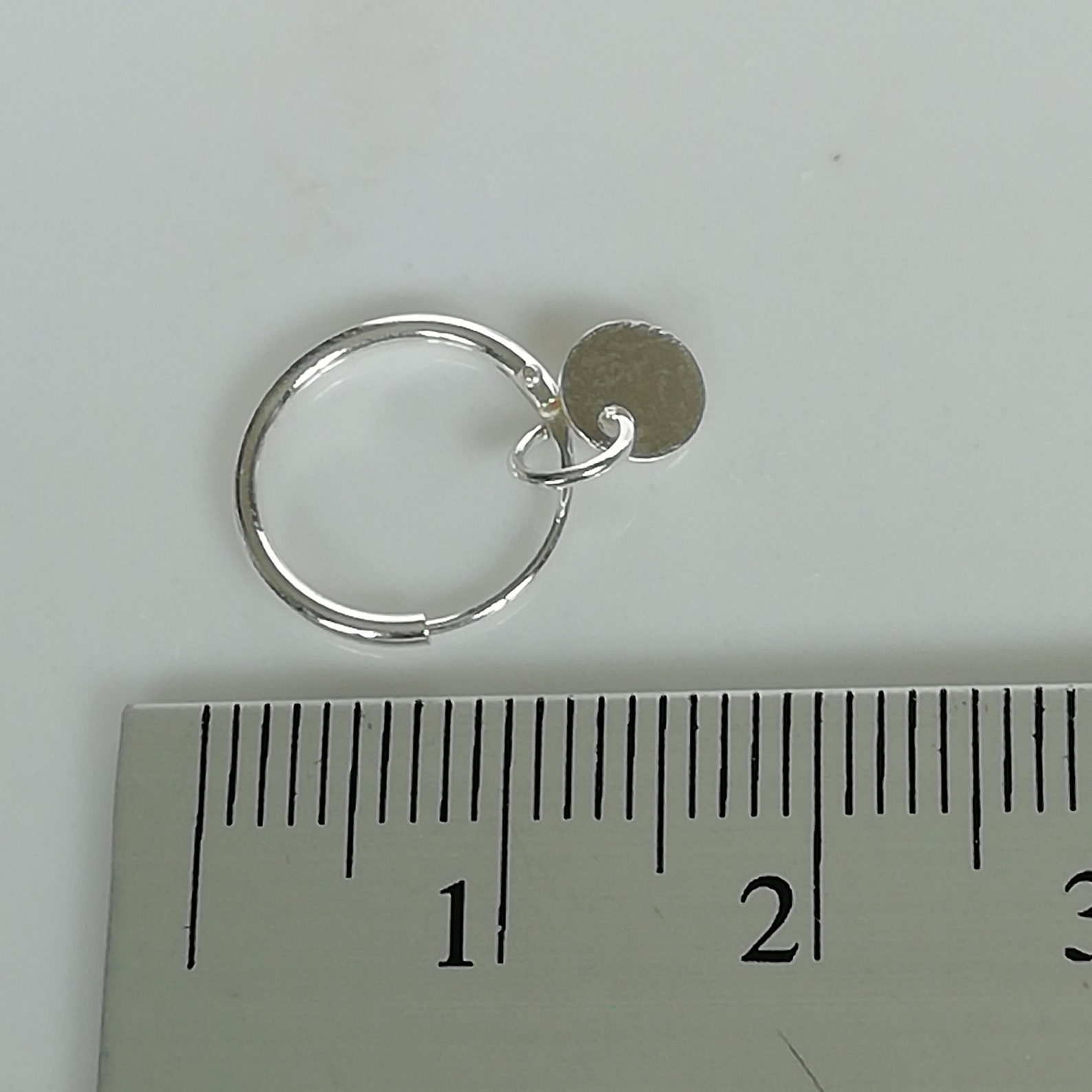 Round Disc Charm Hoop Sterling Silver Hoops Minimalist - Etsy