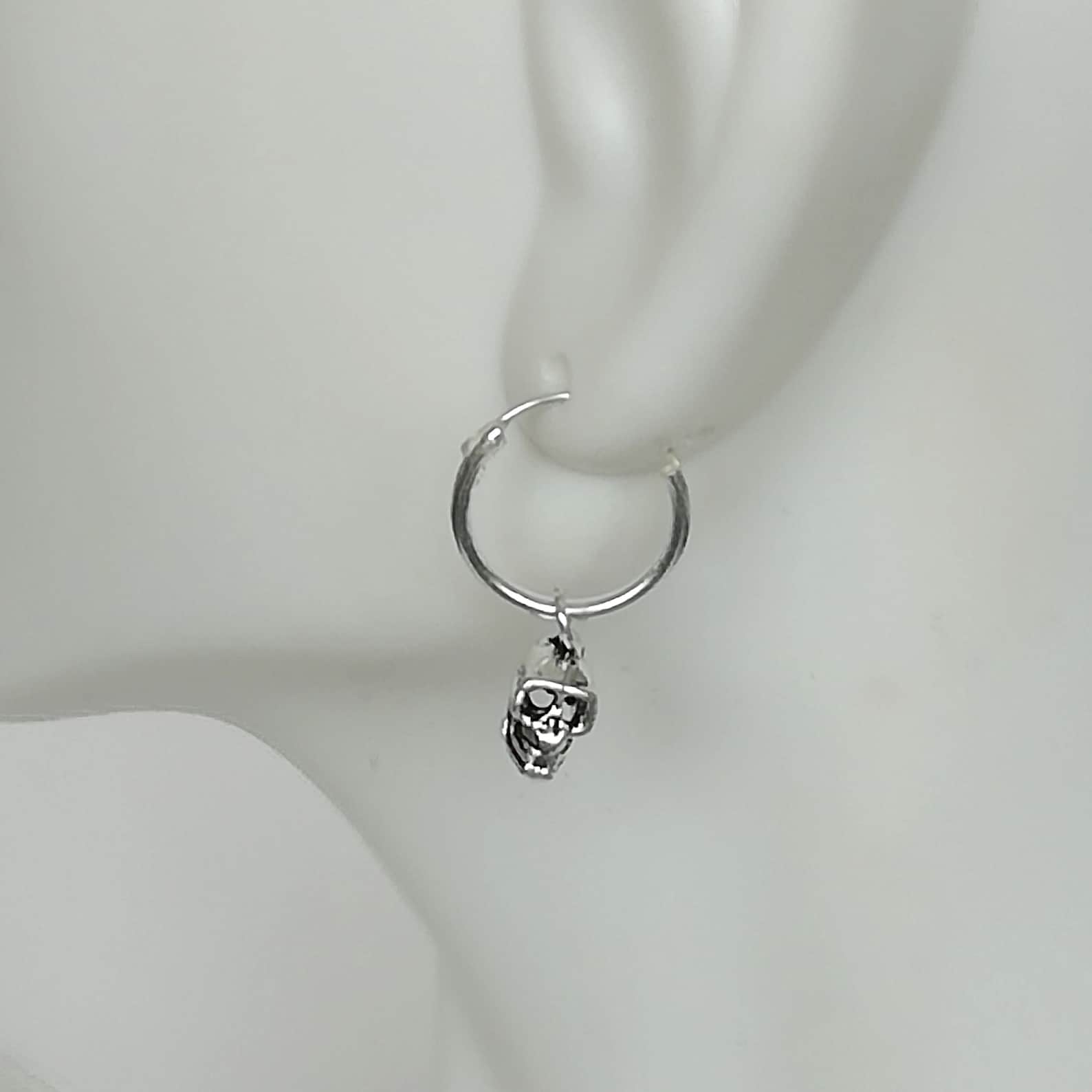 Skull Charm Hoops - Silver Skull Hoops - Minimalist Hoops - 12mm ...