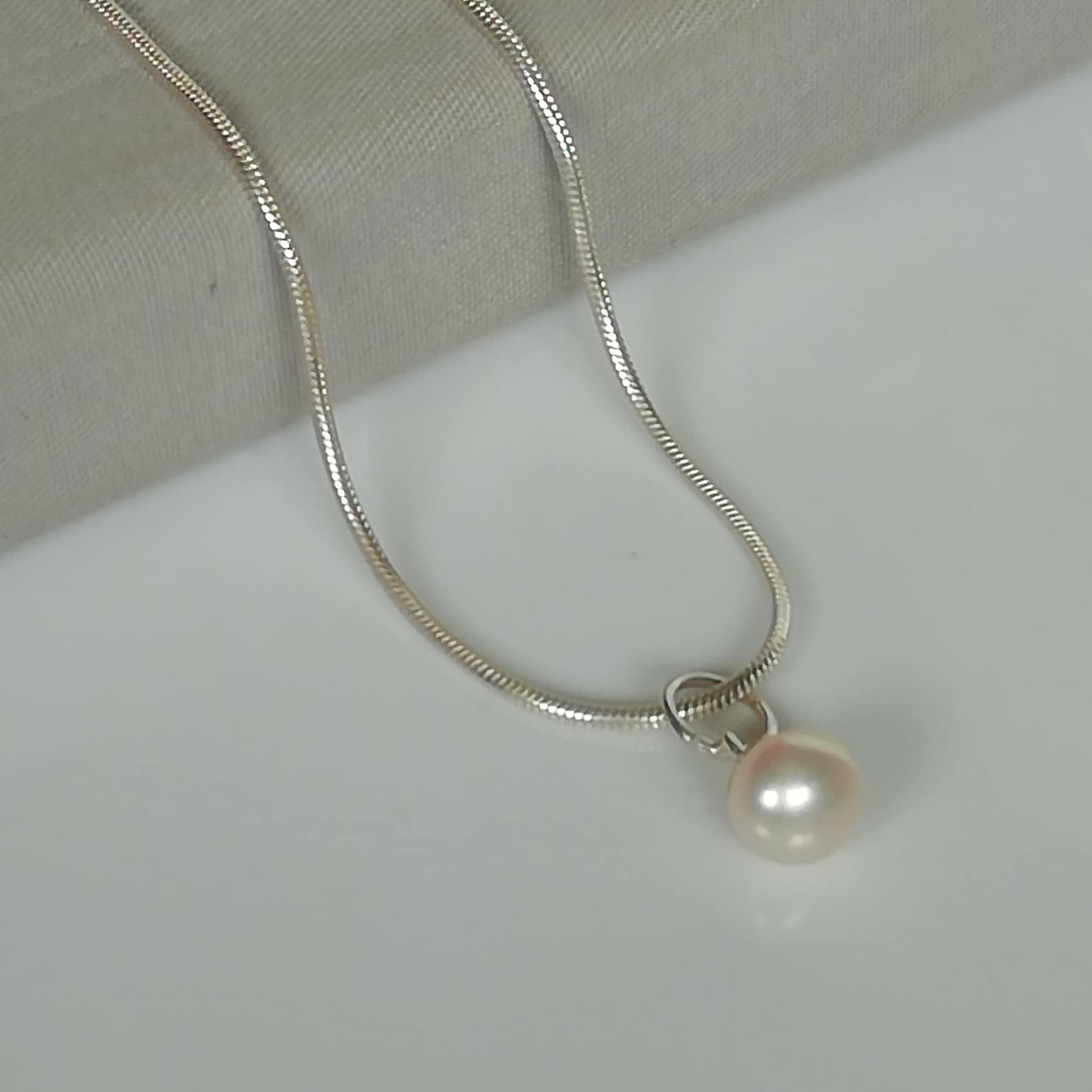 Pearl bead charm Sterling silver pearl pendant Minimalist | Etsy