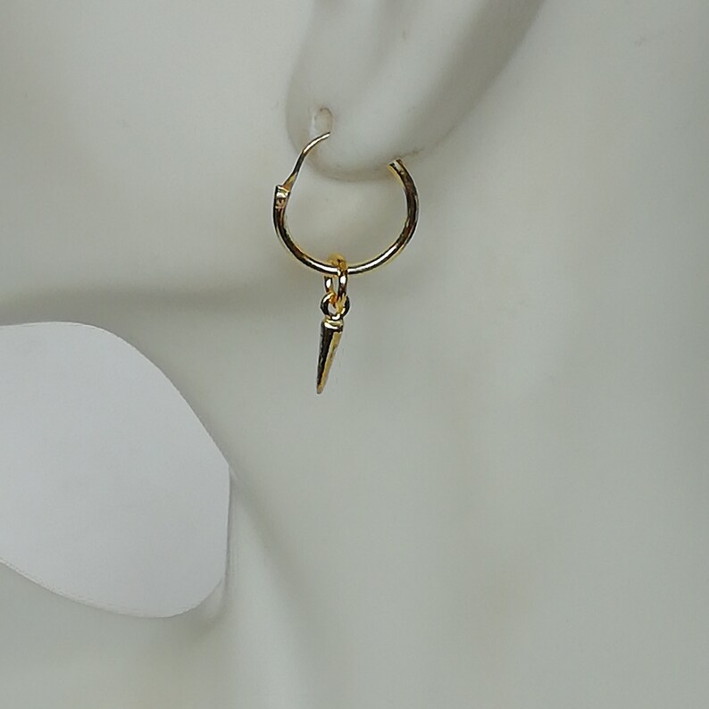 Gold Spike Charm Hoops Gold Plated Hoops Minimalist Hoops - Etsy