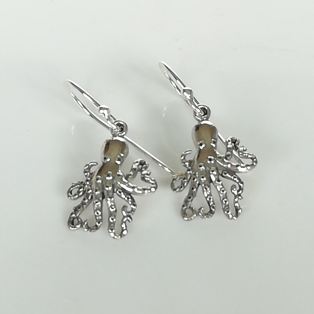 Octopus Earrings - Sterling Silver Octopus Danglers - Bohemian Earring ...