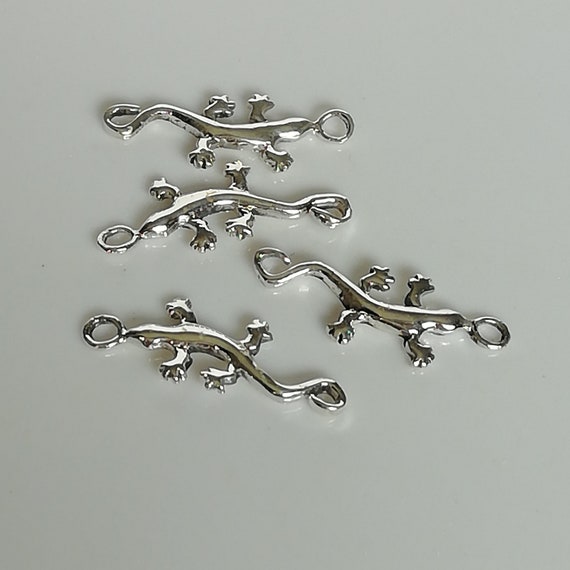 Sterling Silver Gecko Connector Silver Lizard Neck Connector - Etsy