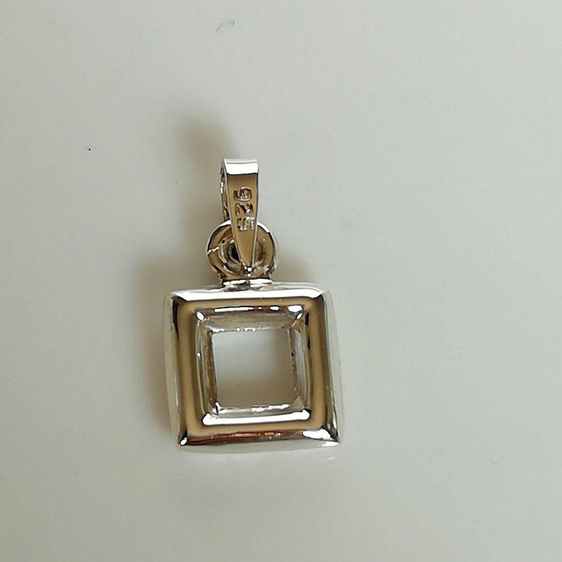 Square Pendant - Sterling Silver Square Charm - Geometric Necklace ...