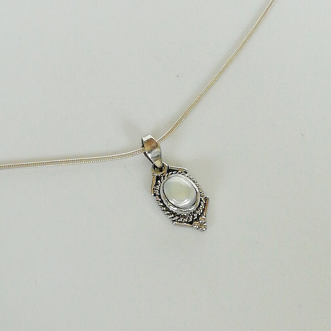 Mother of Pearl - White Stone Charm - Pearl and Silver - Pendant ...