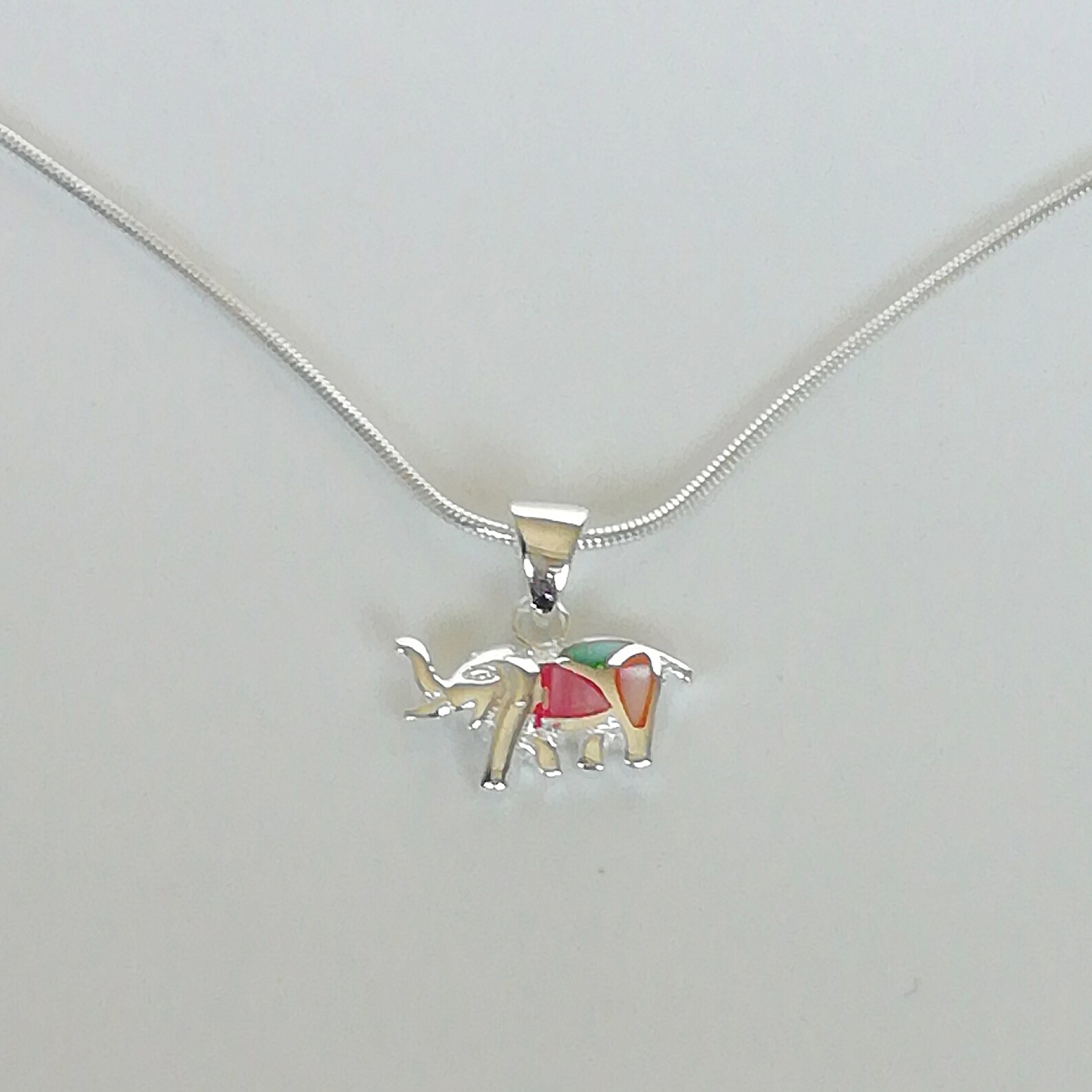 Elephant Pendant - Tiny Elephant Charm - Silver Neck Chain - Boho ...