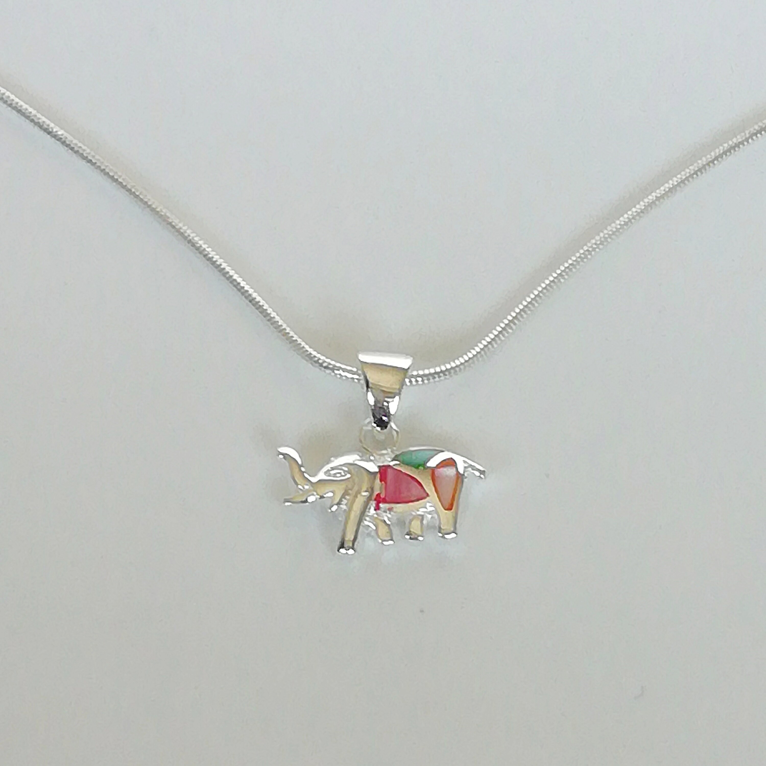 Elephant Pendant - Tiny Elephant Charm - Silver Neck Chain - Boho ...
