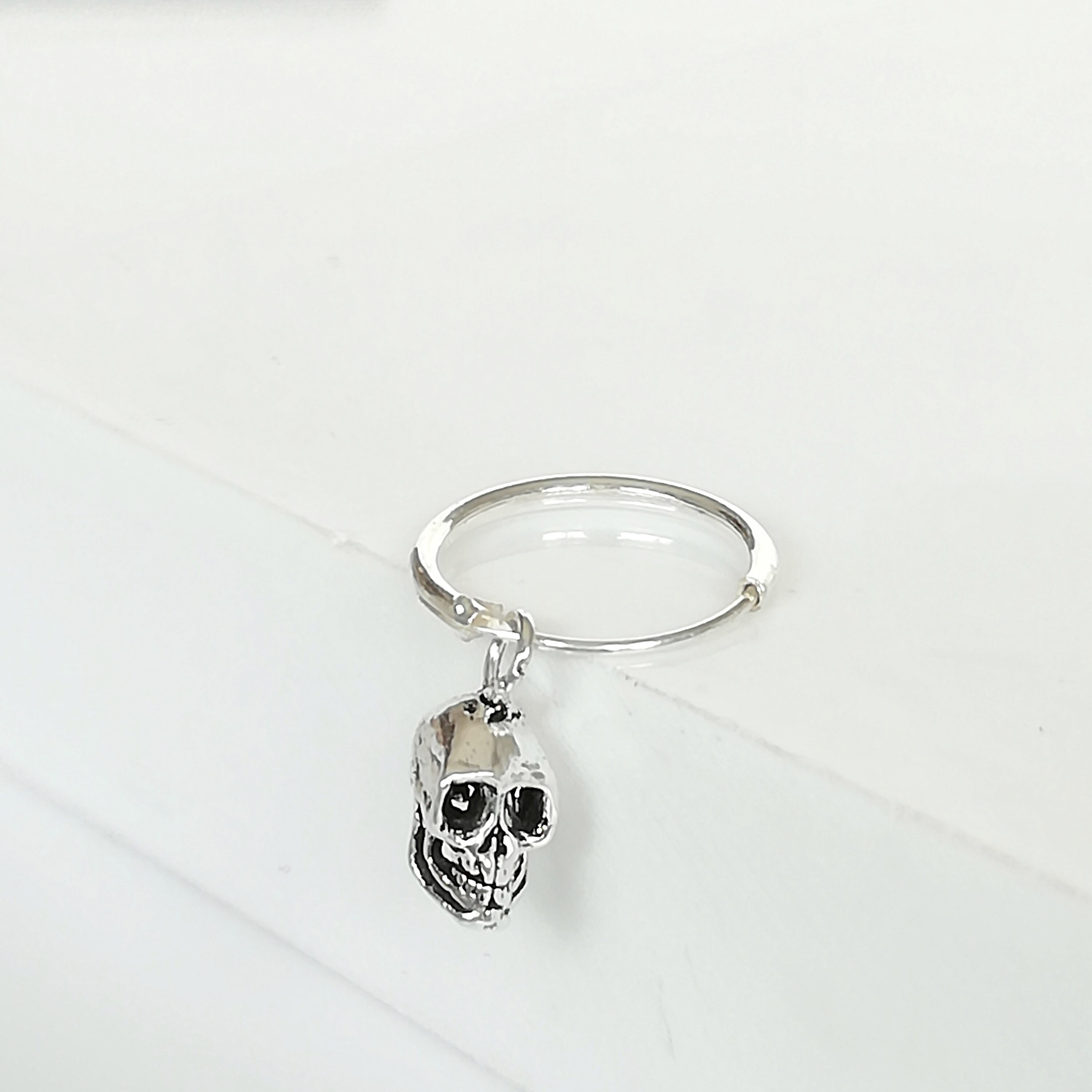 Skull Charm Hoops - Silver Skull Hoops - Minimalist Hoops - 12mm ...