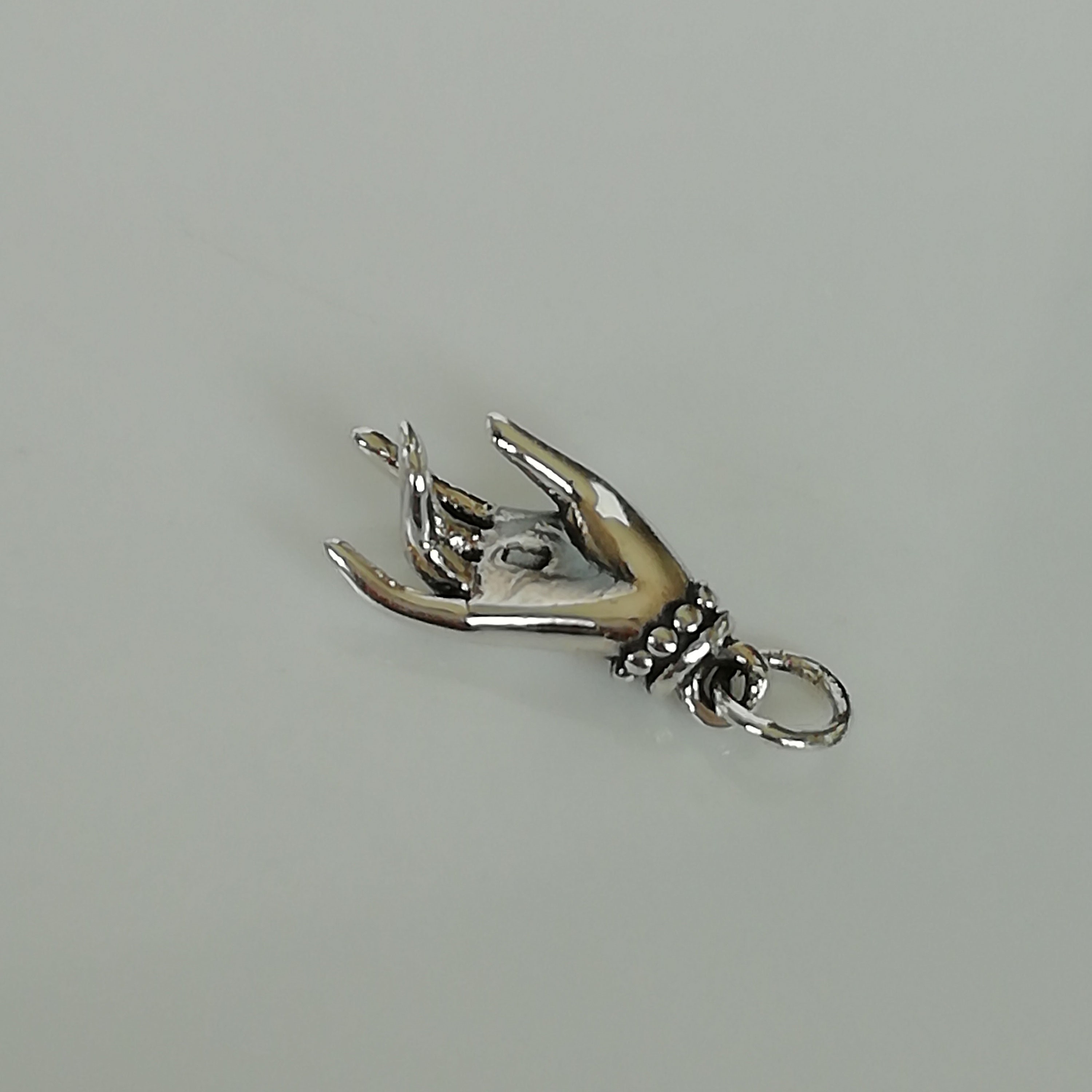 Sterling Silver Buddha Hand Charm - Hand Pendant - Hand Mudra Necklace ...