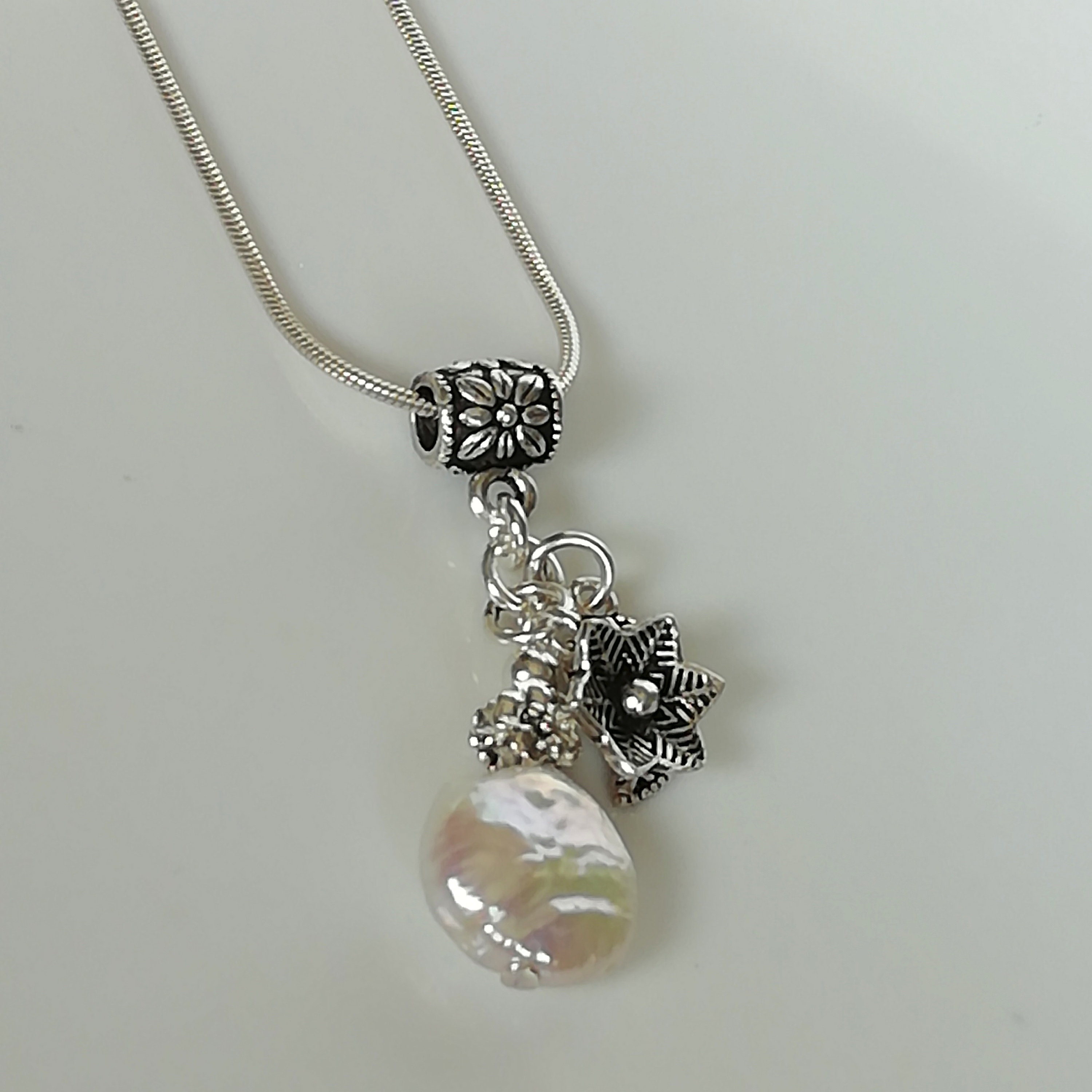 Sterling silver and natural pearl dangling charms Mixed | Etsy