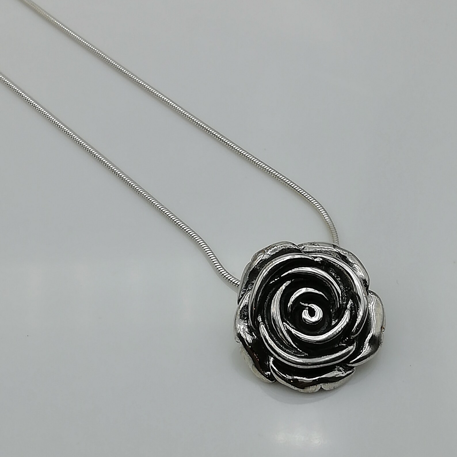 Silver Rose Pendant - Rose Necklace - Flower Charm - Silver Charm ...