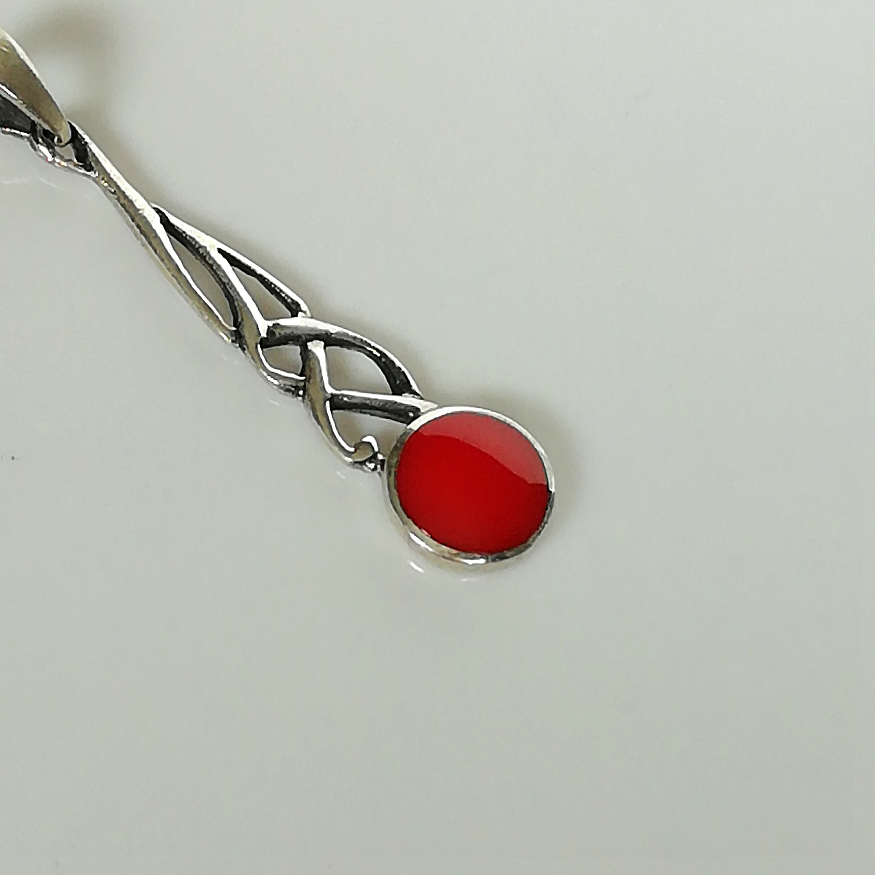 Sterling Silver Red Stone Charm Silver Pendant Dainty Red | Etsy