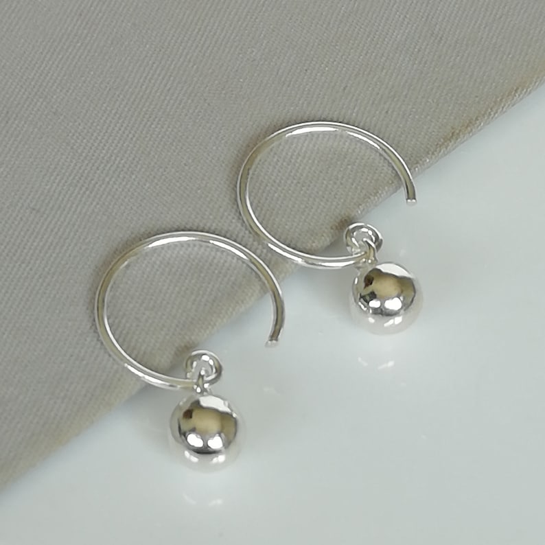 Sterling Silver Ball Hoops Silver Ear Hoops Minimalist Ear - Etsy