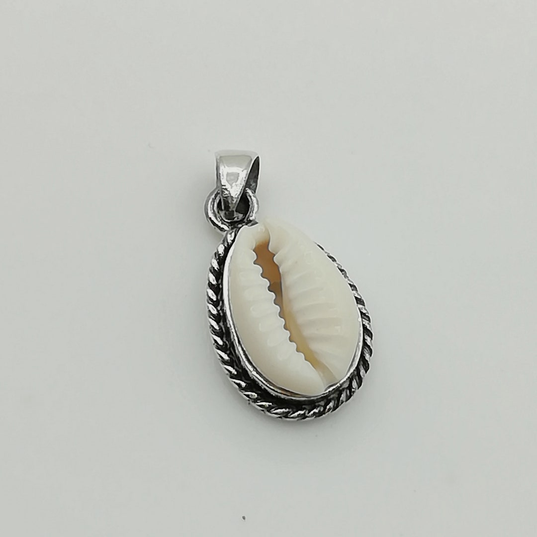 Real Cowrie Shell Charm | Sterling Silver Shell Pendant | Beach Charm ...
